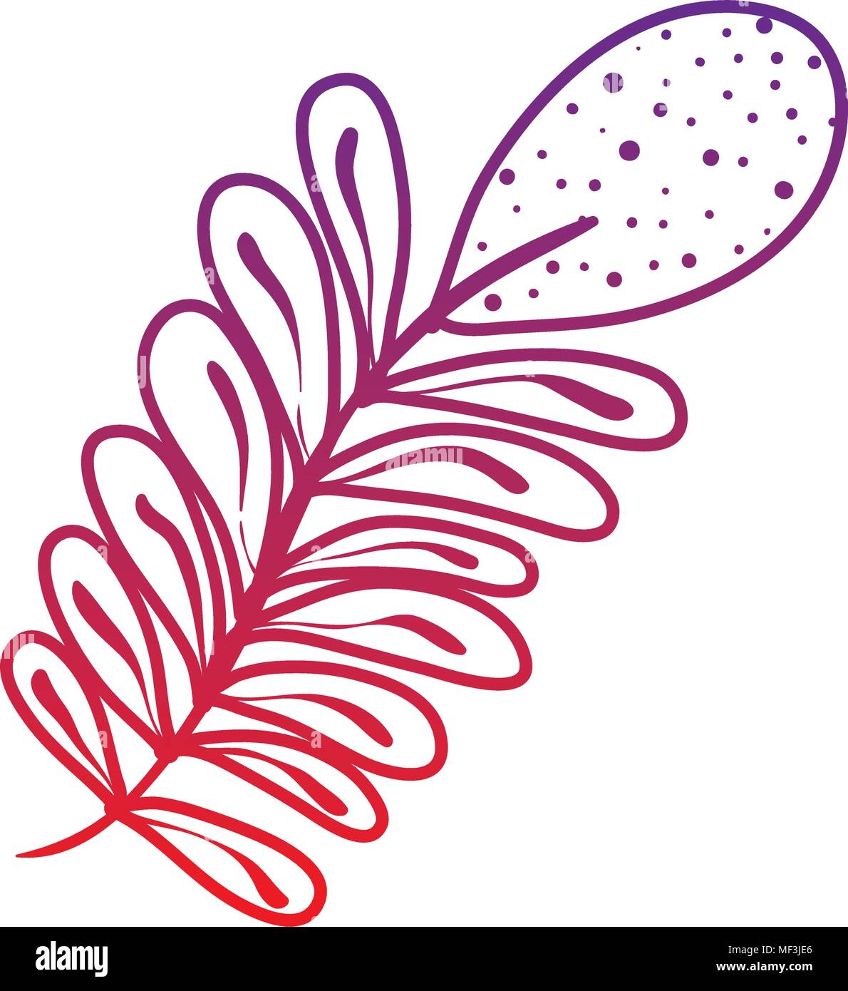 degraded line tropical plant branch exotic leaves style vector ...