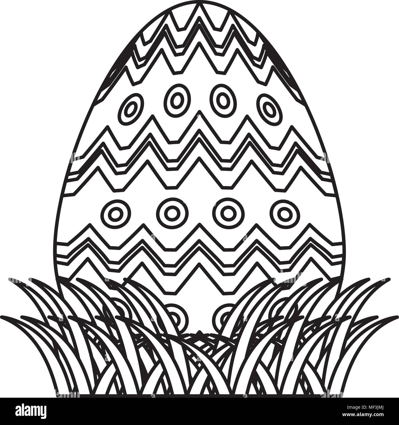 line egg easter with points and waves decoration vector illustration ...