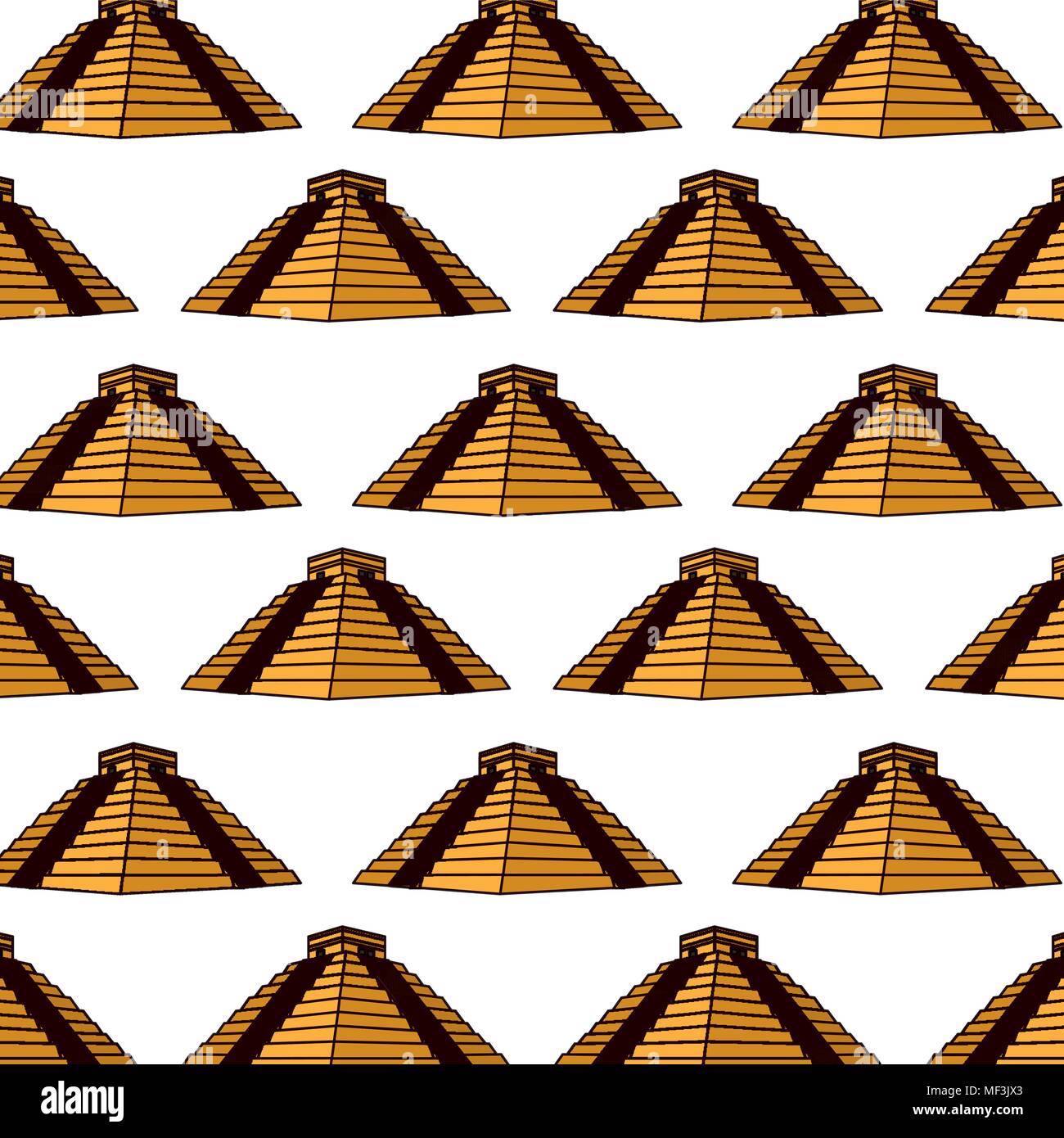 color chichen itza aztec pyramid background vector illustration Stock ...