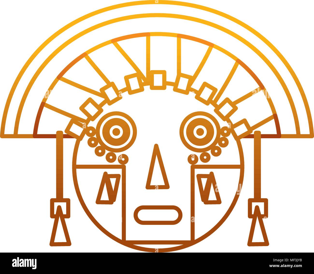degraded line aztec indigenous sculpture traditional symbol vector ...