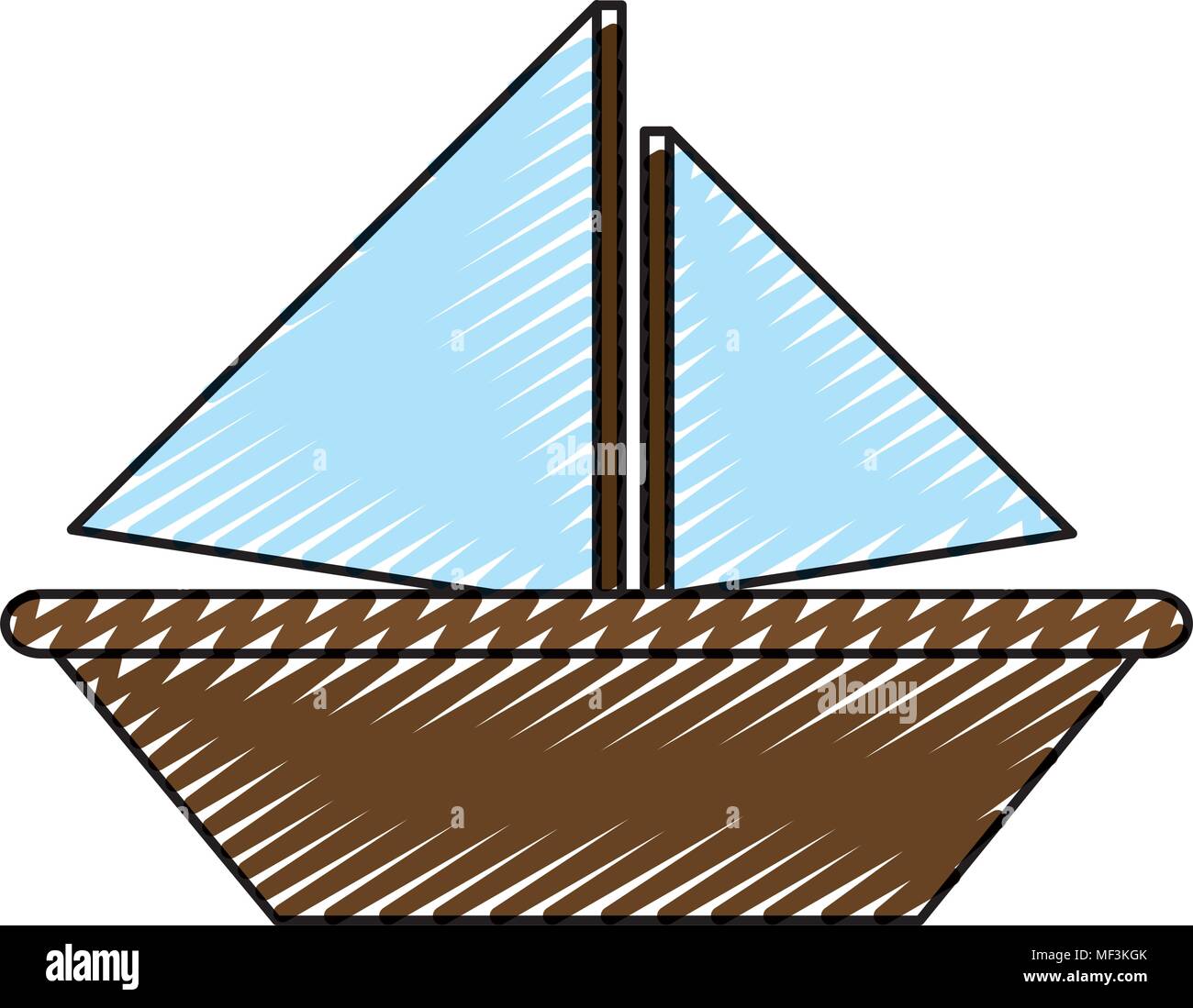 doodle wood sailboat sea transportation direction vector illustration ...