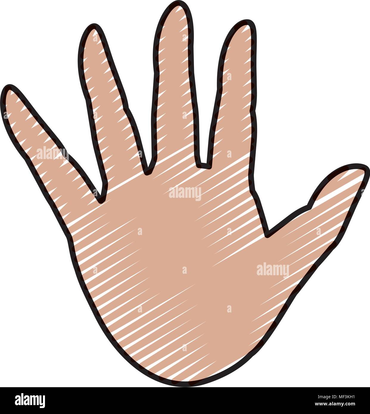 doodle hand palm with stop gesture sign vector illustration Stock ...