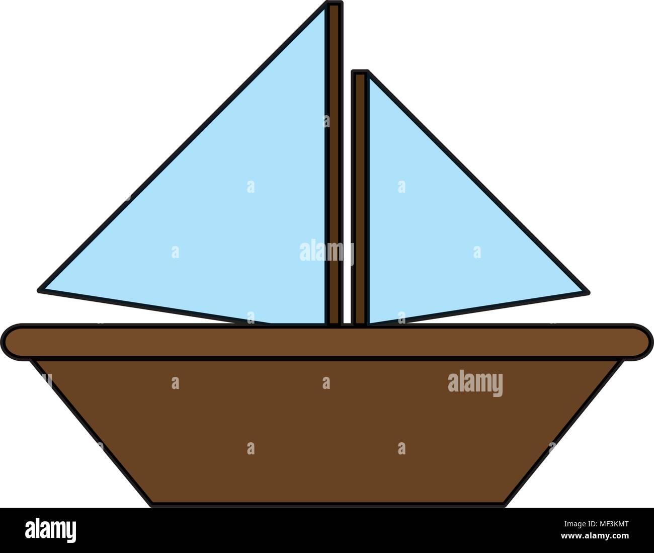 color wood sailboat sea transportation direction vector illustration ...