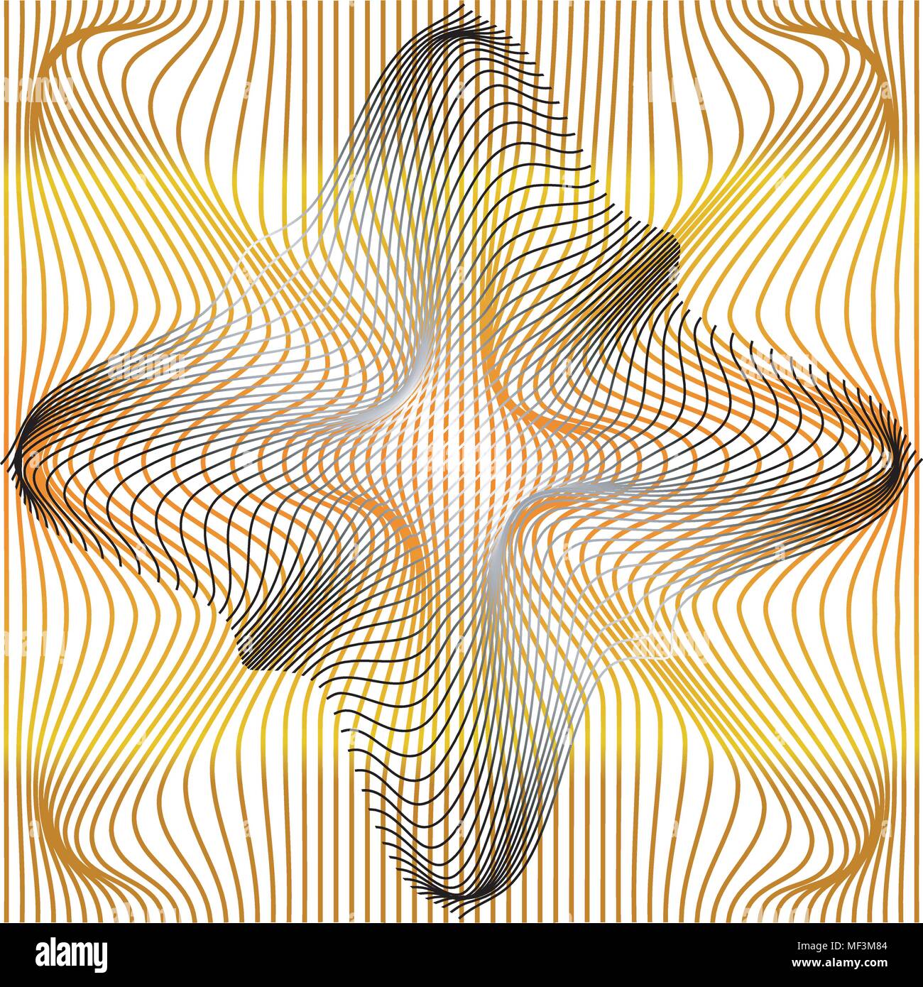 Vector illustration of gradient golden and grey distort and deformation ...