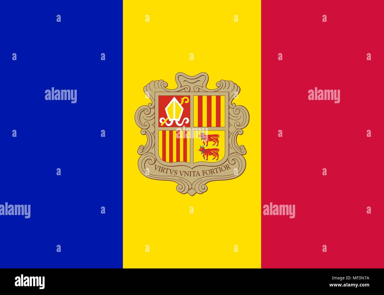 Flag of Andorra official colors and proportions, vector image Stock ...