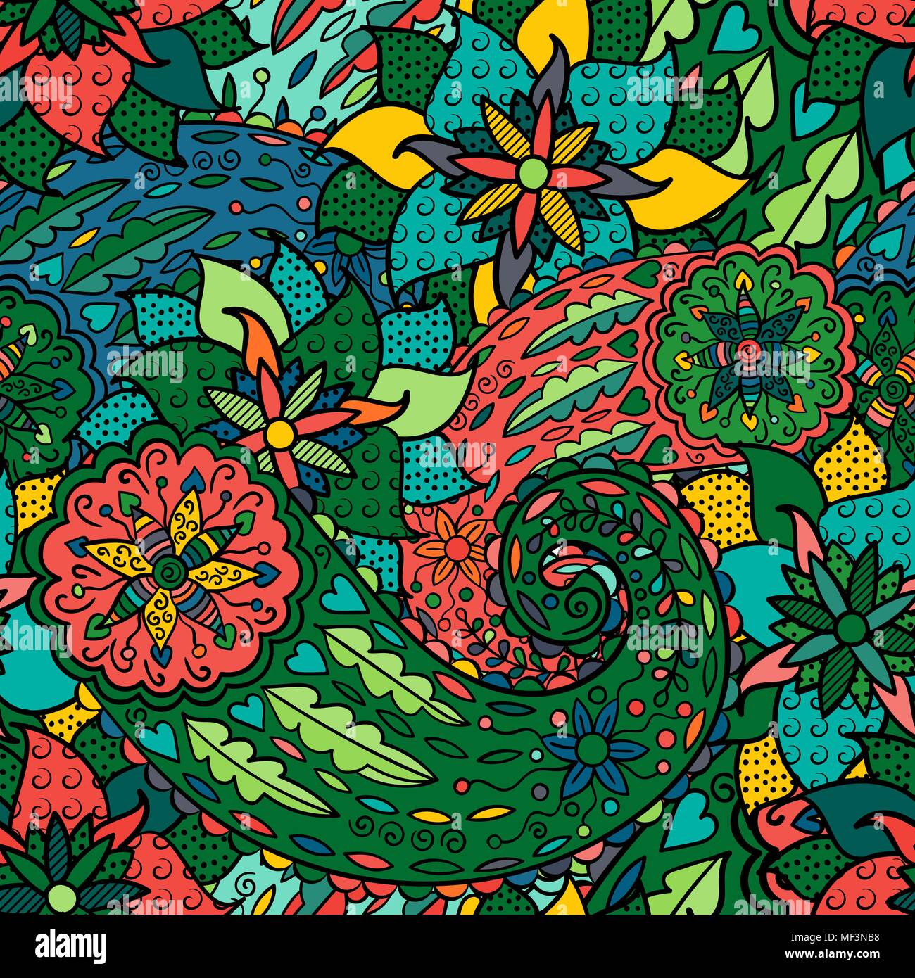 Vector bright seamless pattern in paisley style Stock Vector Image ...