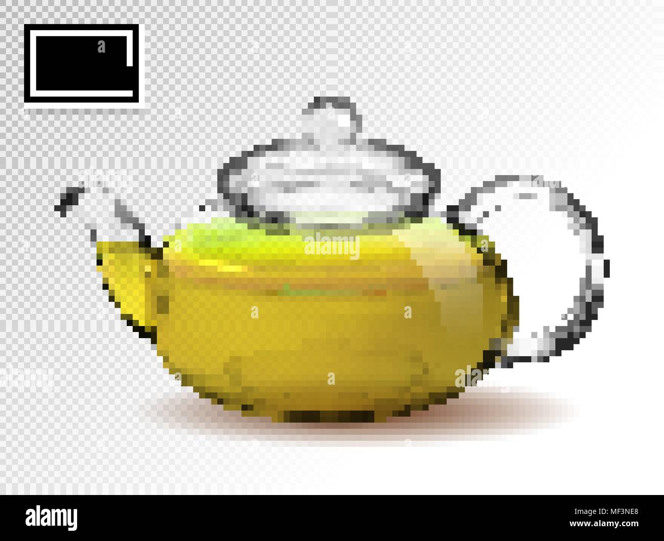 Vector glass teapot with green tea isolated on transparent background ...