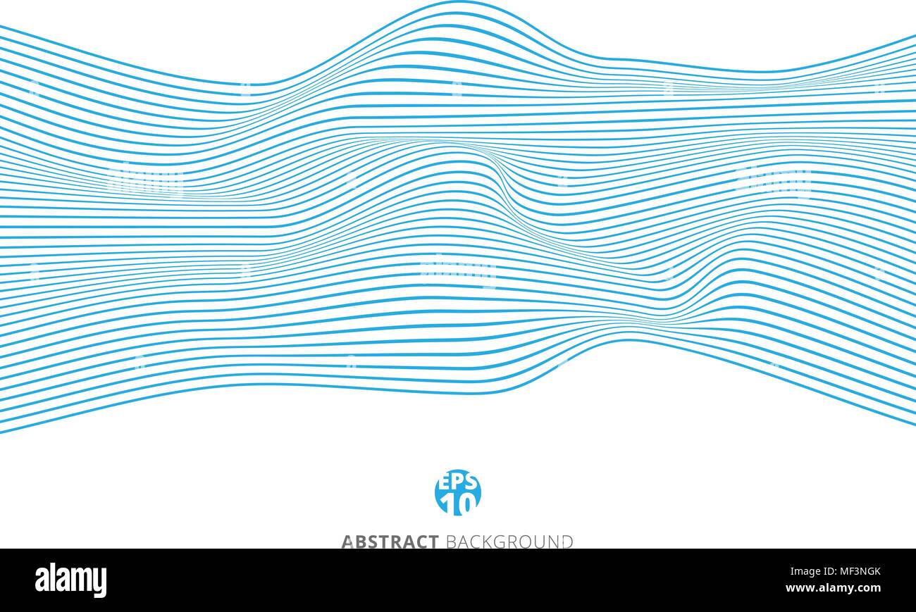 Abstract blue lines wave pattern on white background. Vector ...