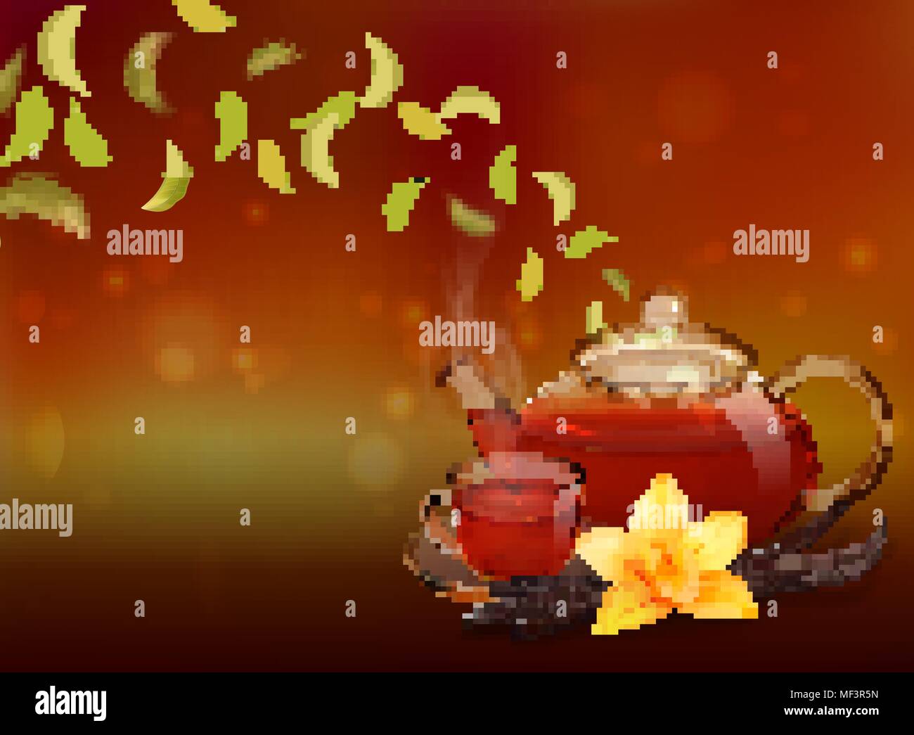 Tea advertising flyer, poster or banner template. Black tea ad, with ...