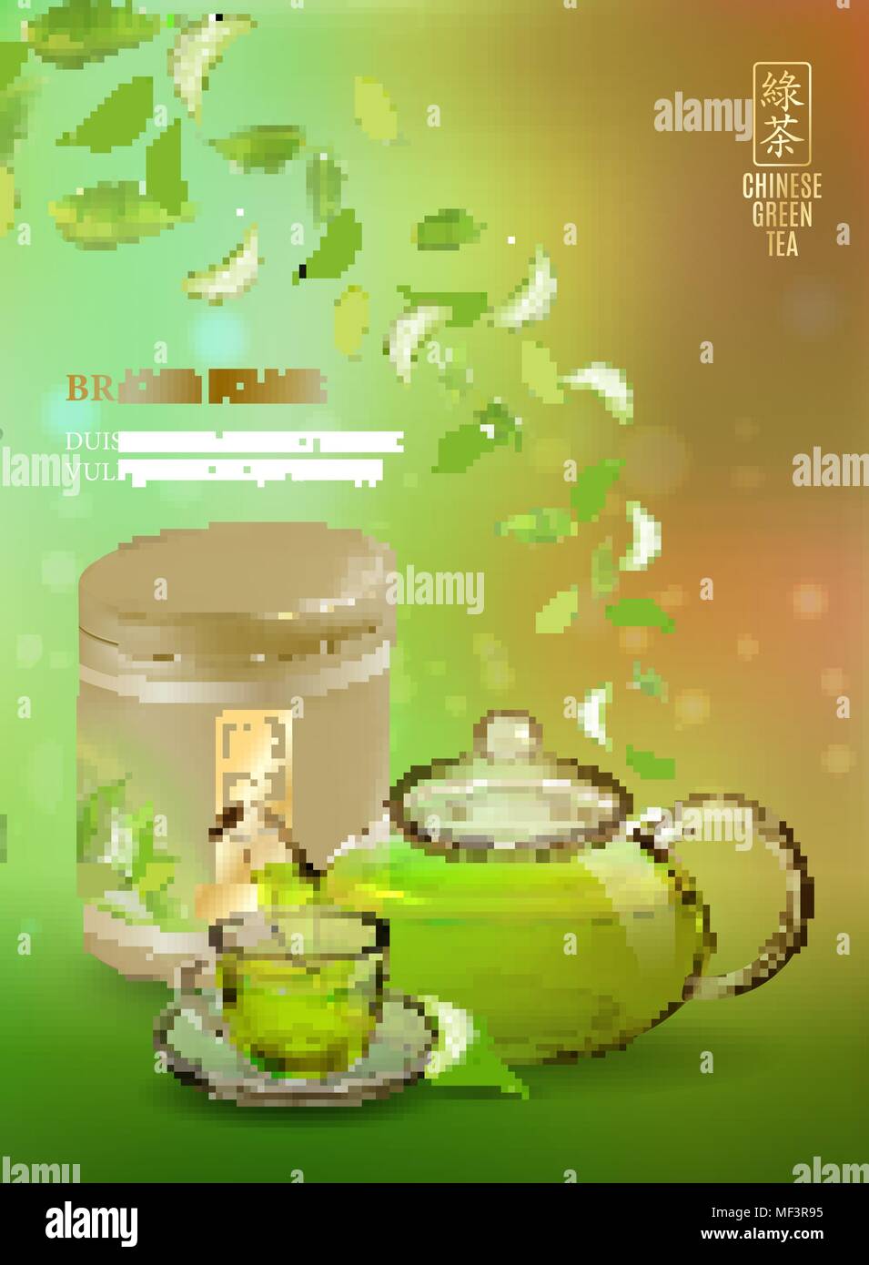 Tea advertising flyer, poster or banner template. Green tea ad, with ...