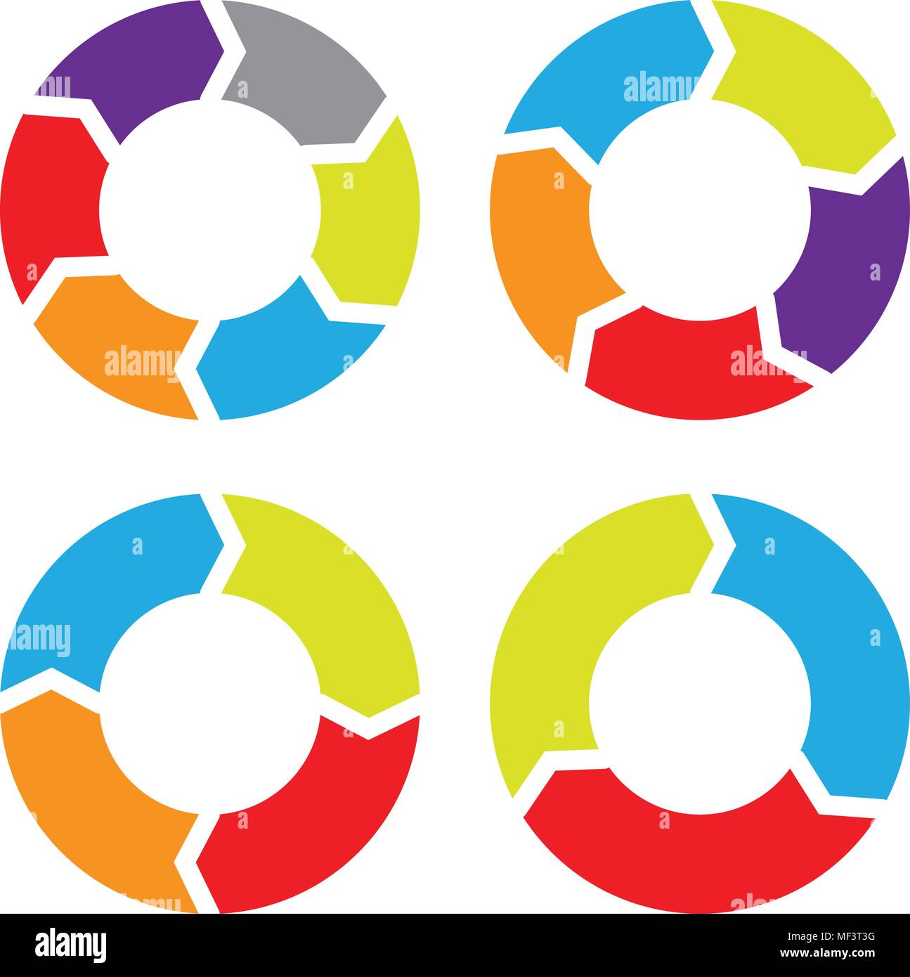 Set of data pie charts with sections - circular graph Stock Vector ...