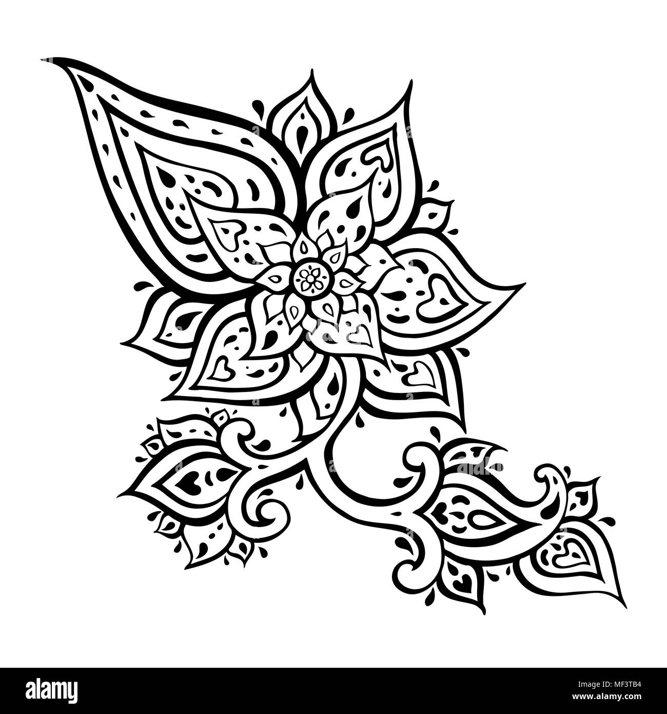 Abstract Flower. Hand Drawn Boho ornament. Vector illustration Stock ...