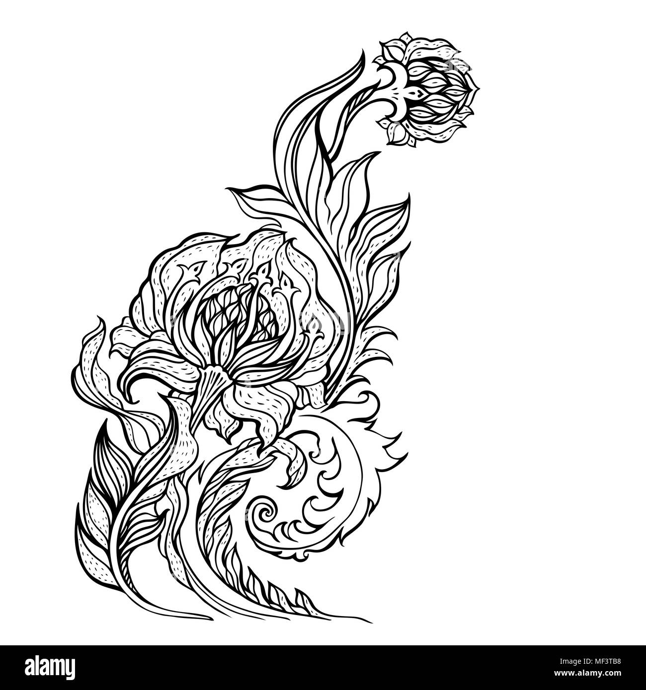 Abstract Flower. Hand Drawn Boho ornament. Vector illustration Stock ...