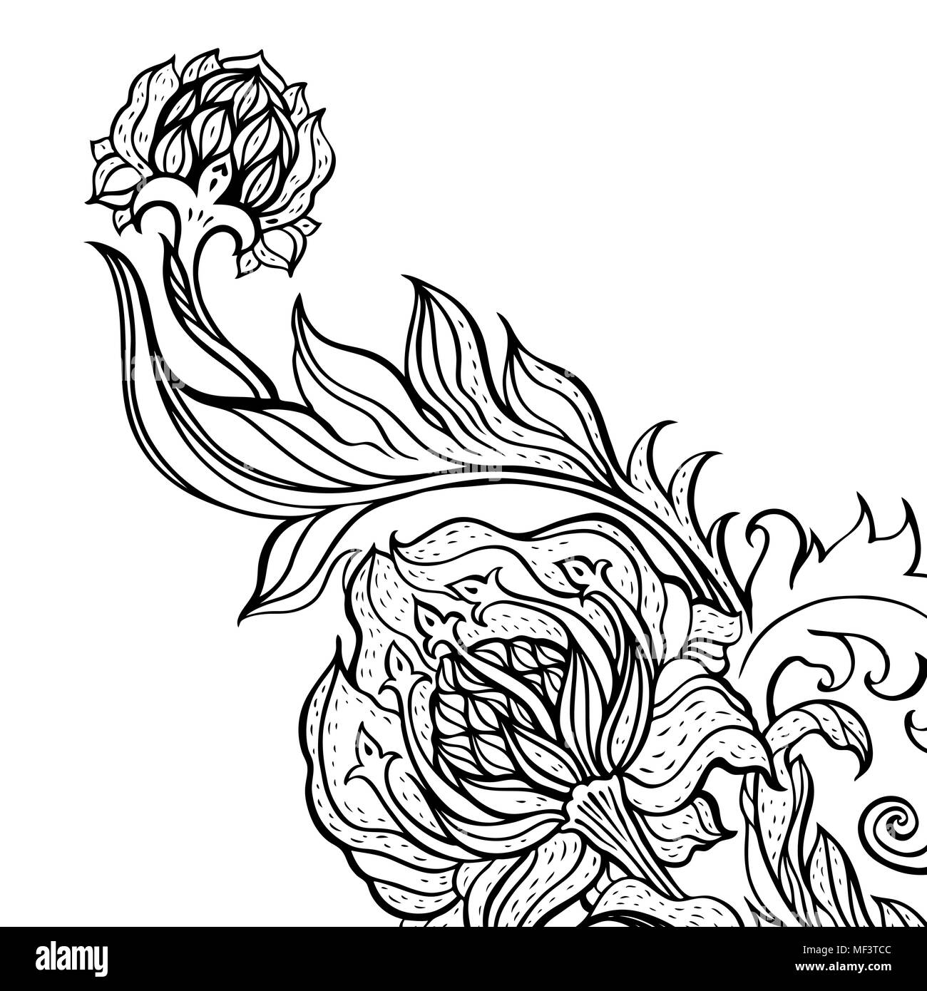 Abstract Flower. Hand Drawn Boho ornament. Vector illustration Stock ...