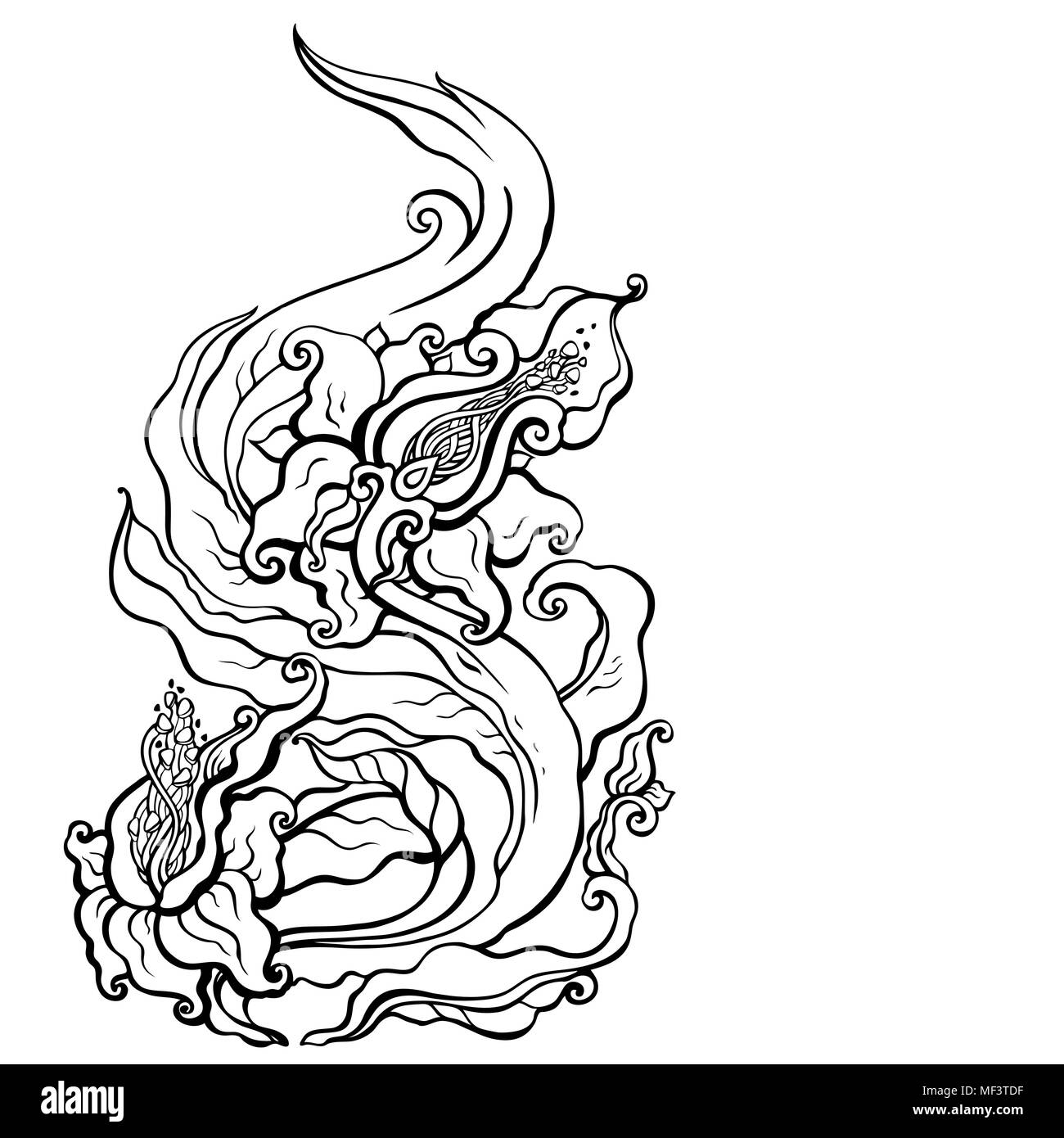 Abstract Flower. Vector Hand Drawn illustration, isolated Stock Vector ...