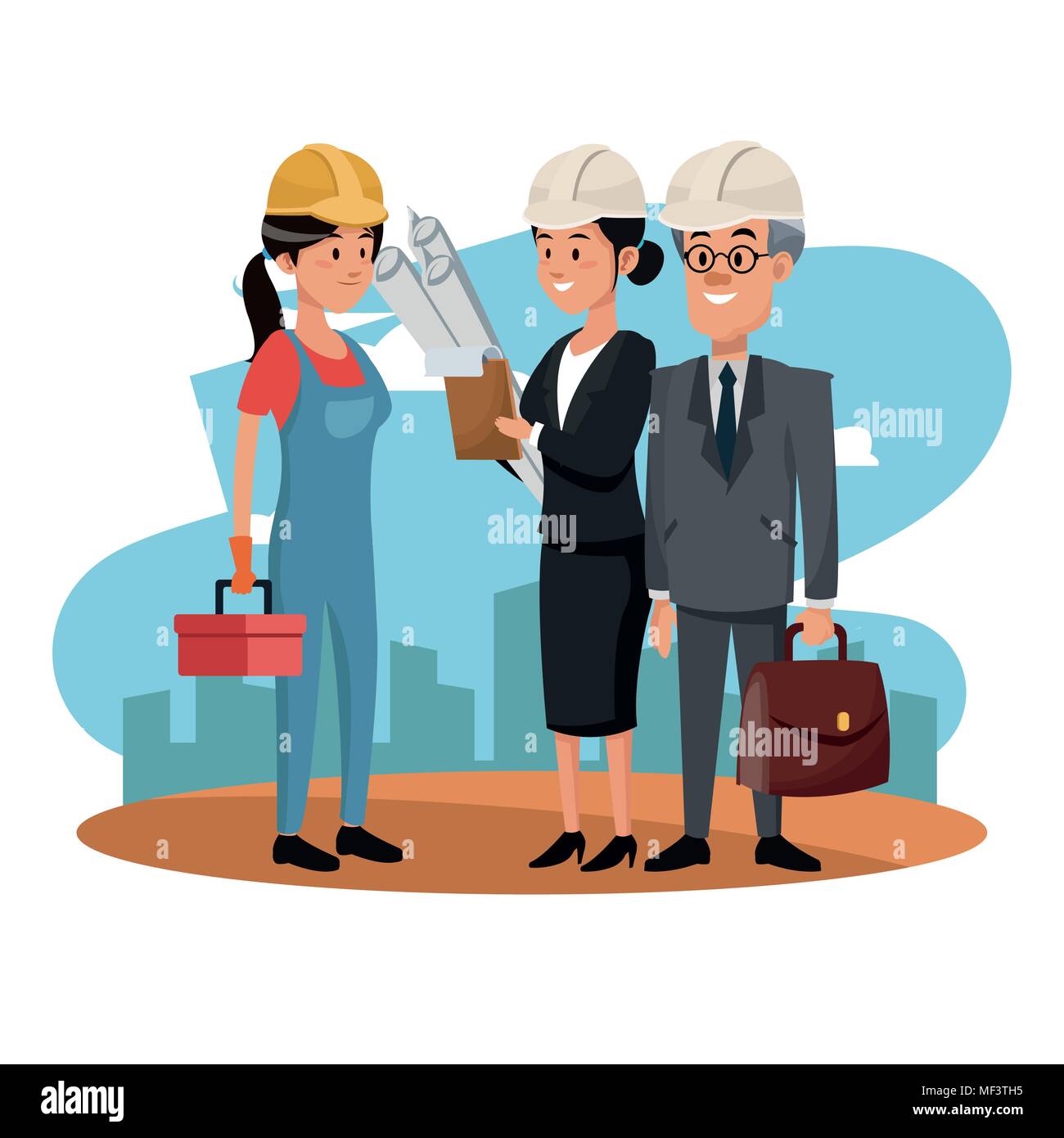 Worker with architect and businessman cartoons Stock Vector Image & Art ...