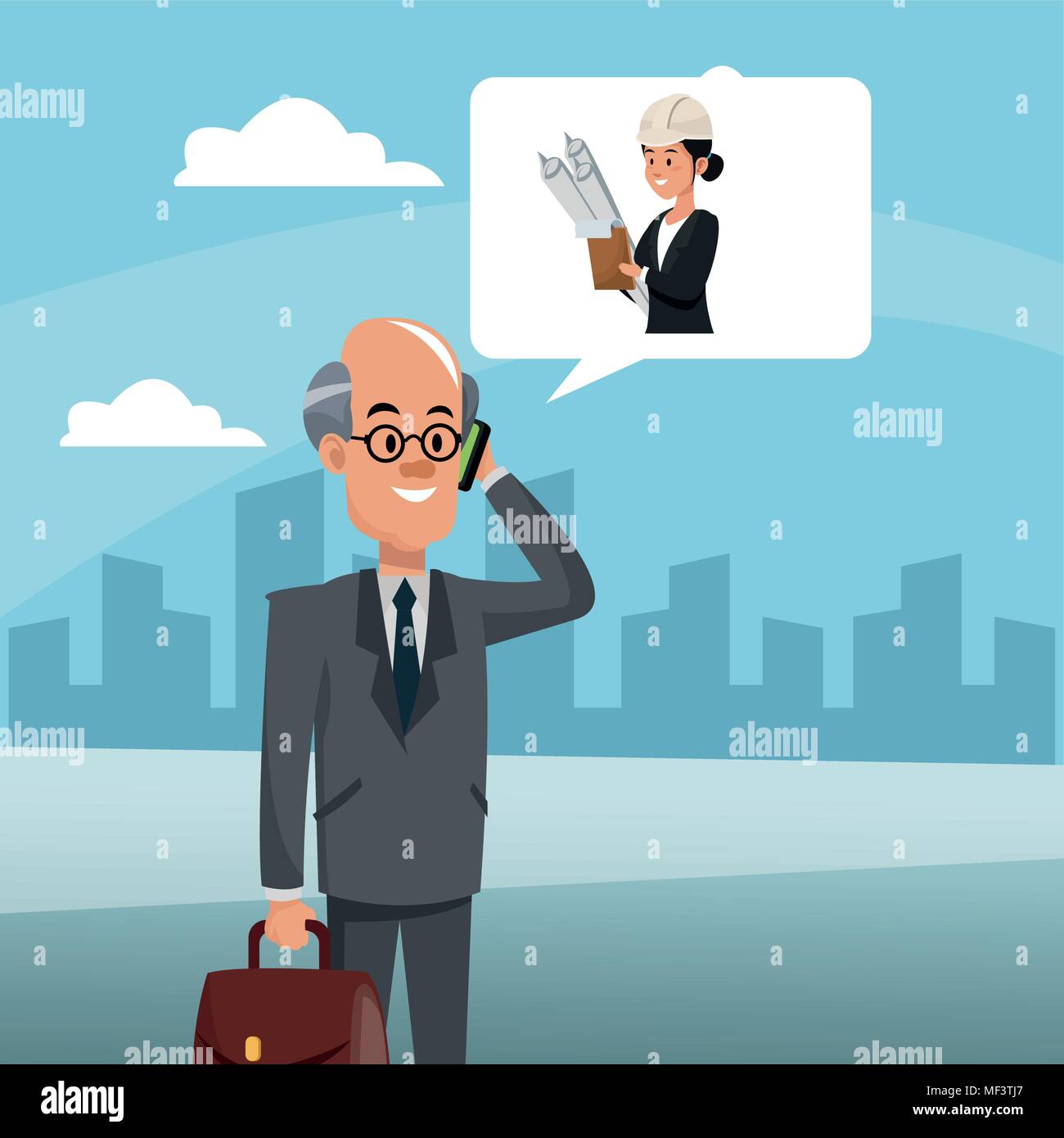Architect talking building Stock Vector Images - Alamy