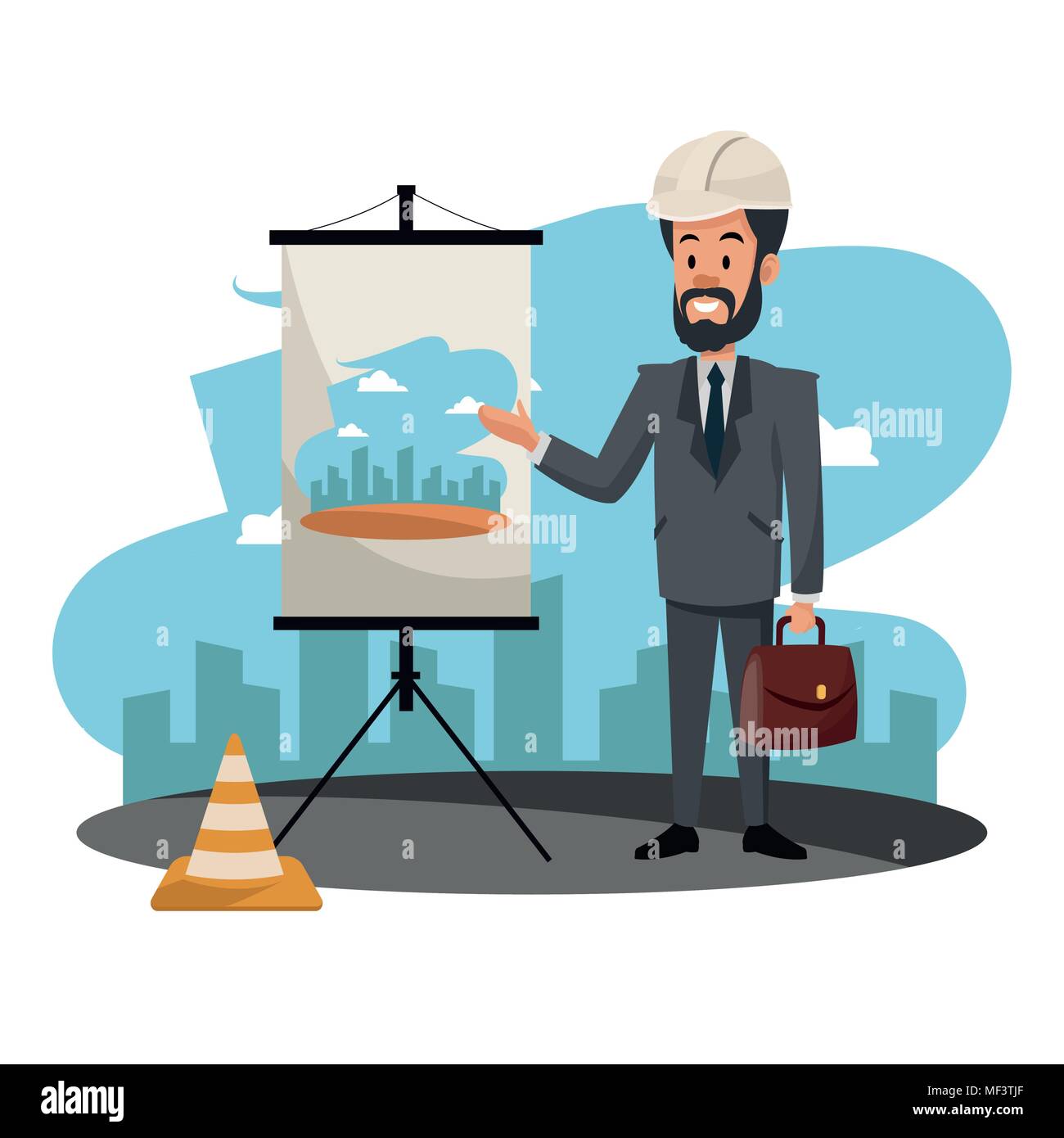 Cartoon character construction cone sign hi-res stock photography and images - Alamy