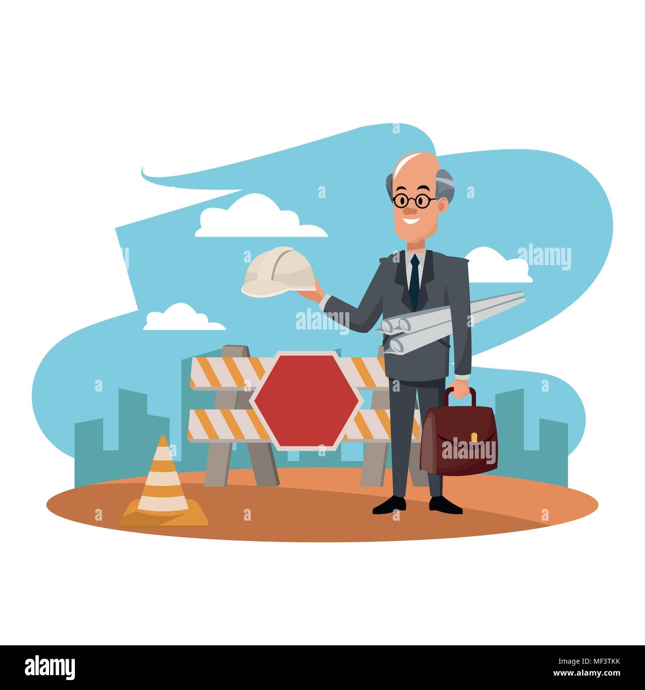 Cartoon road cone caution sign hi-res stock photography and images - Alamy