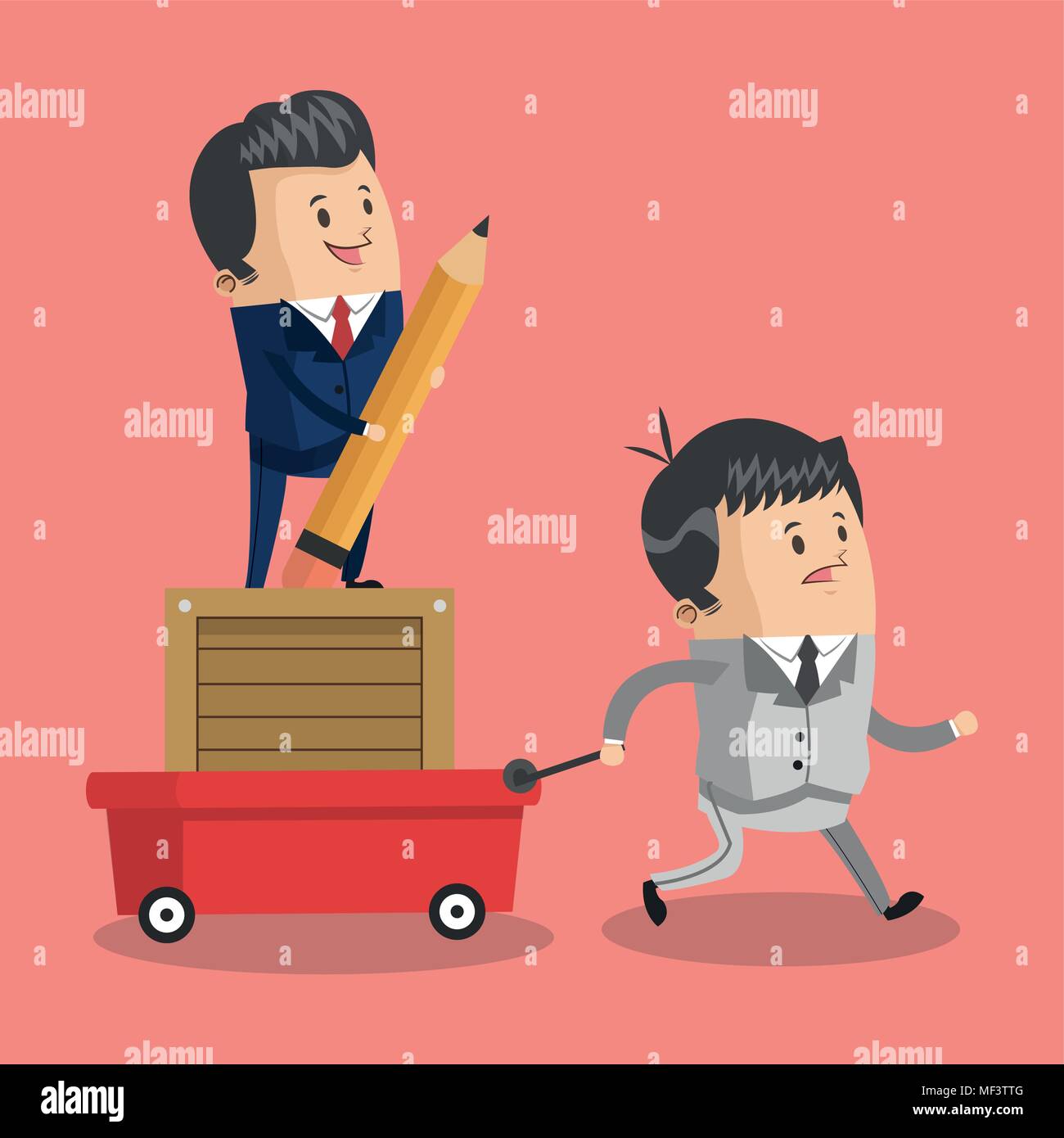 Businessman pulling cart with boss Stock Vector Image & Art - Alamy