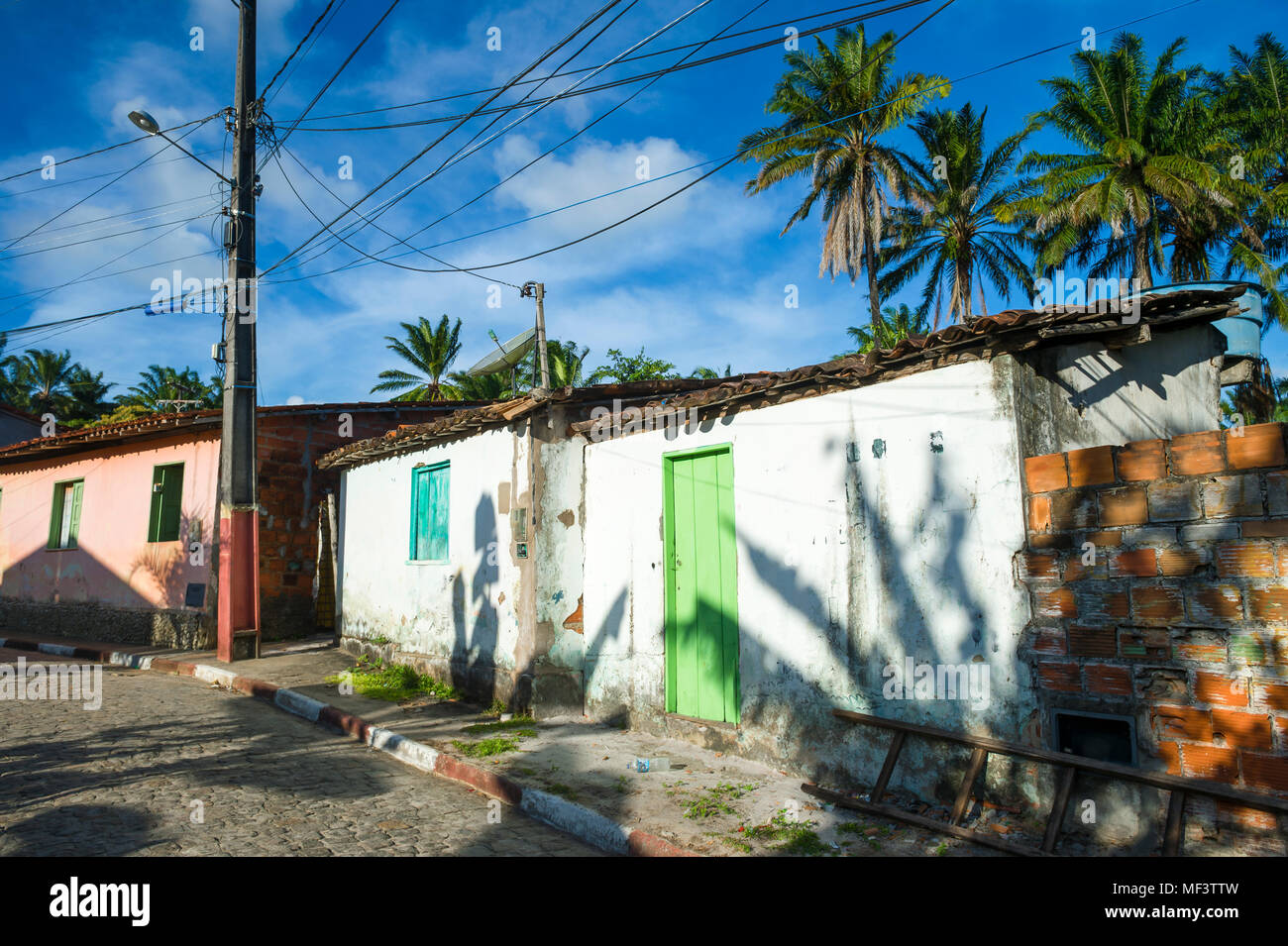 Simple Brazilian countryside village with abandoned buildings on a ...