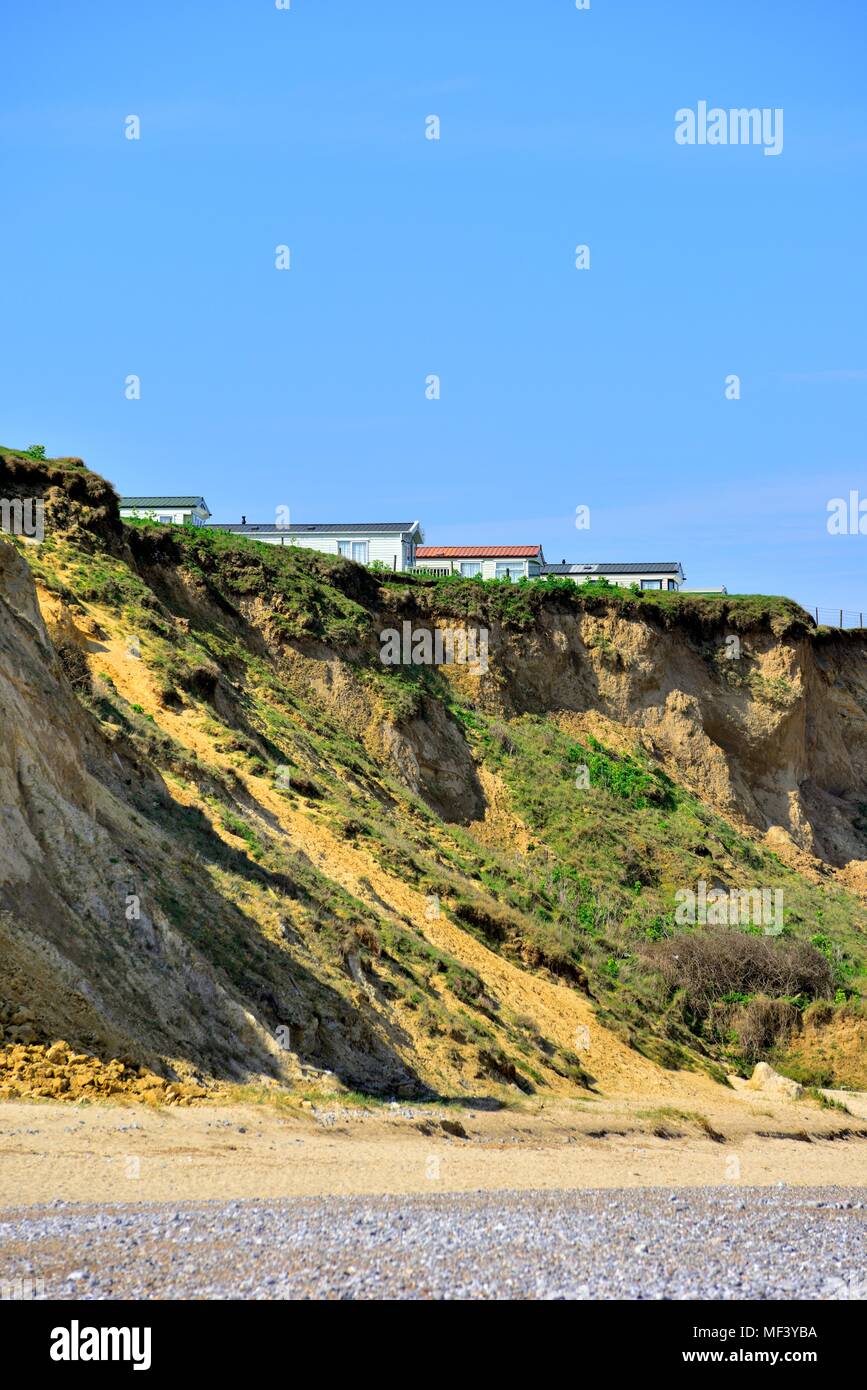Holiday caravans on the cliff edge at East Runton Cromer Norfolk ...