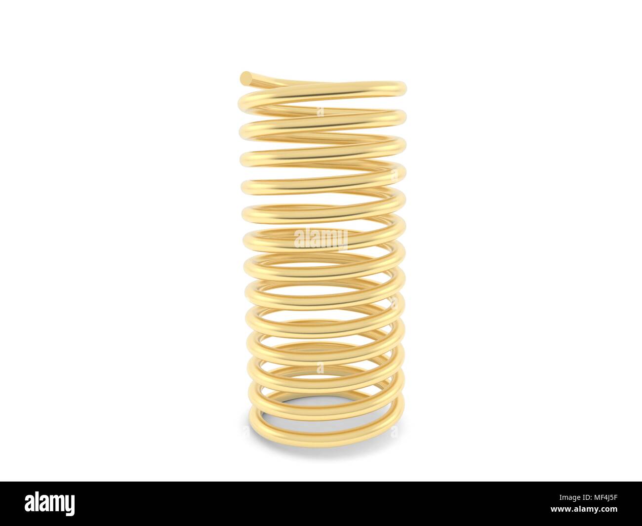 Gold metal spring on a white background. 3d illustration Stock Photo ...