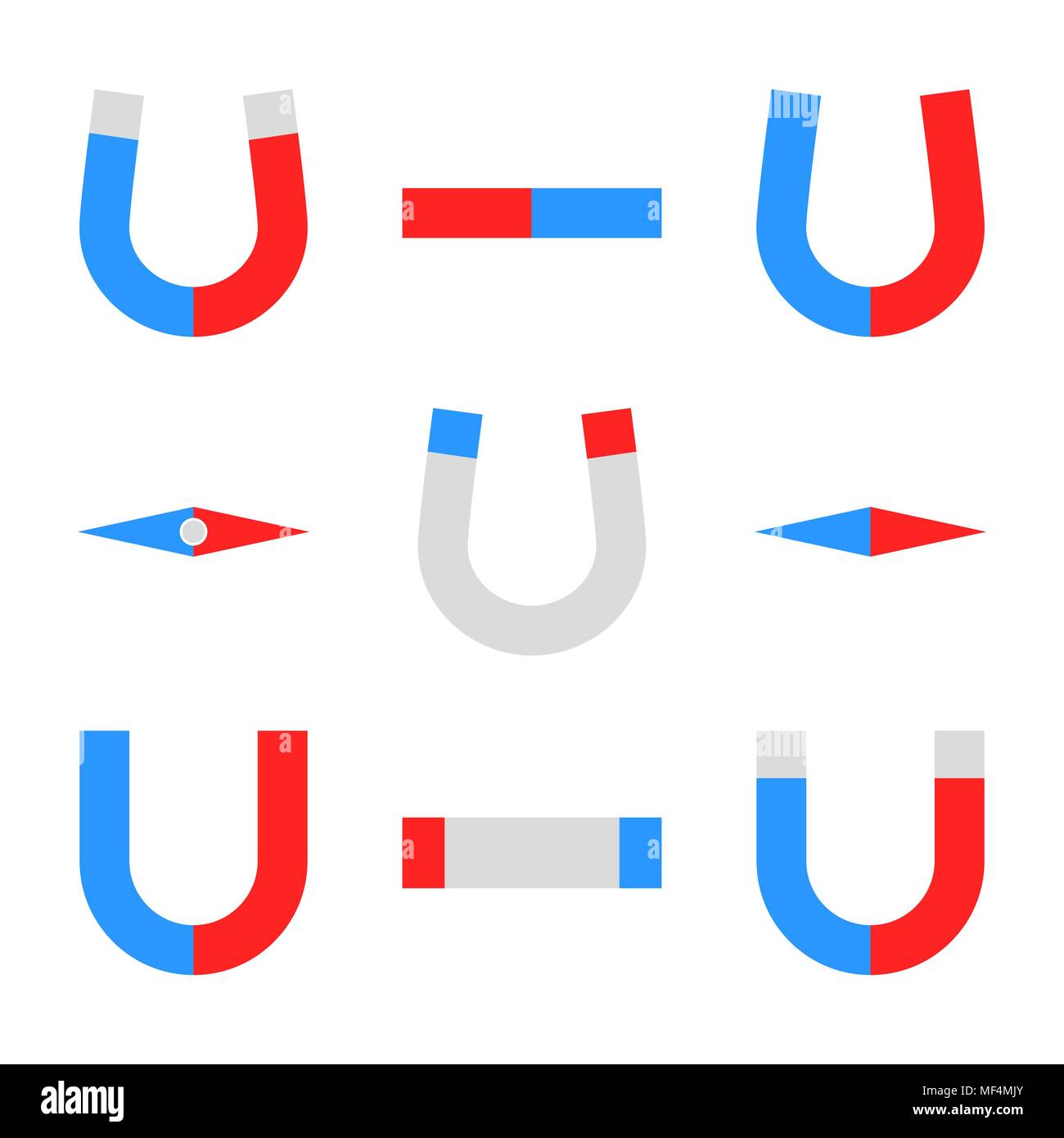 Set of different magnets isolated on white background. Flat style ...