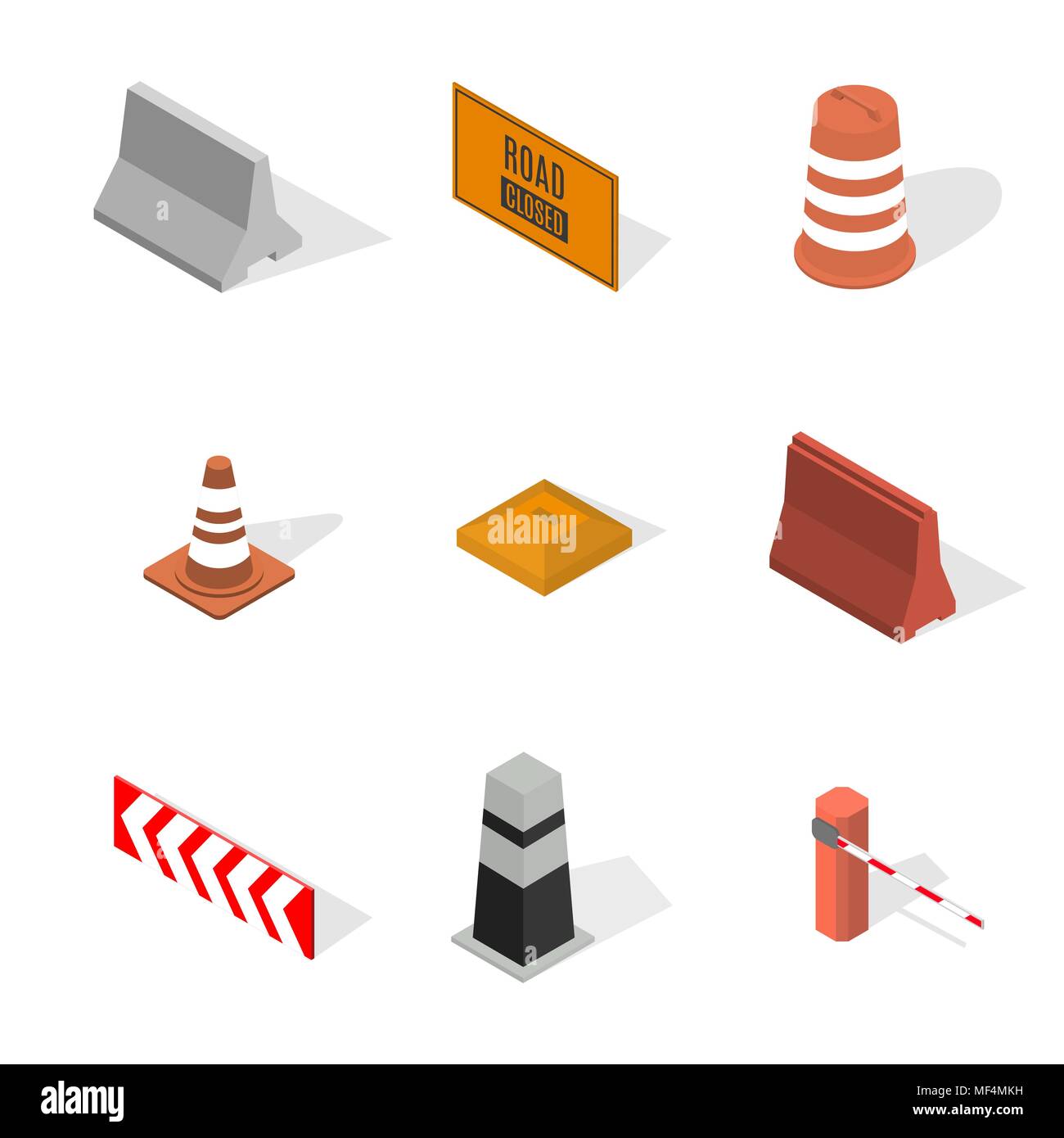 Set of different signs road repairs, isolated on white background ...