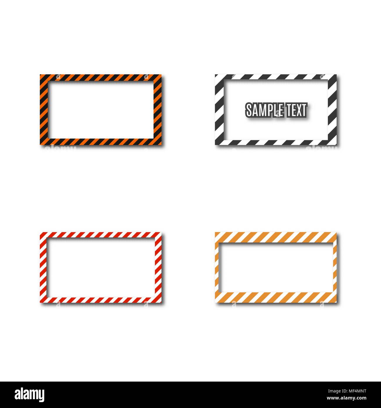 Set of different frames with slanted black and yellow stripes, isolated ...