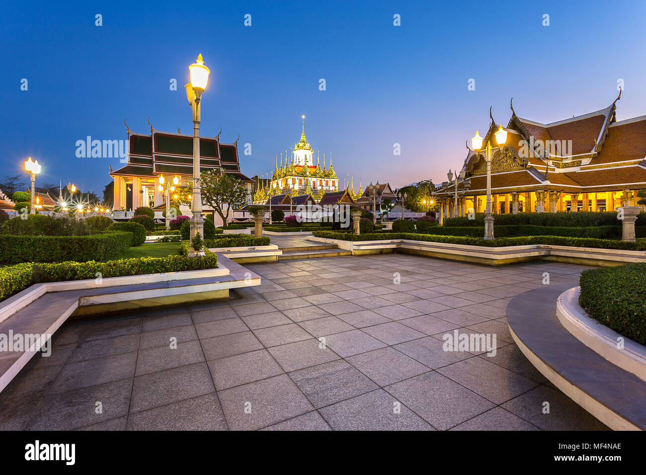 Wat Ratchanadda, Loha Prasat, in sunset time where is the famous buddha ...