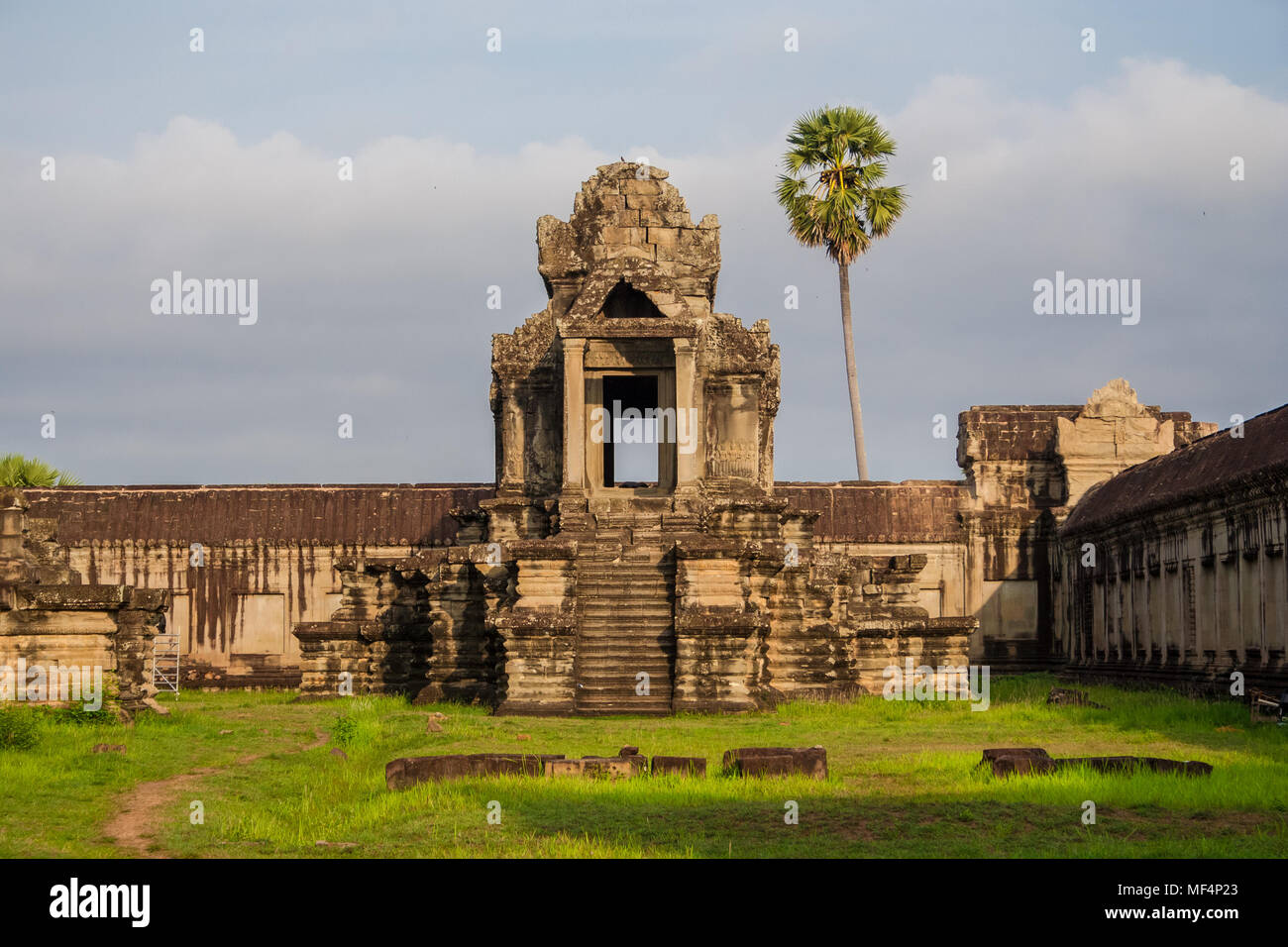 Front view of the northern library of Angkor Wat in Siem Reap, Cambodia ...