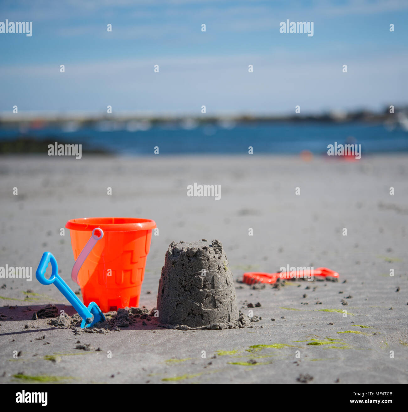Summer Beach Sand Castle Bucket Spade Stock Photos & Summer Beach Sand ...