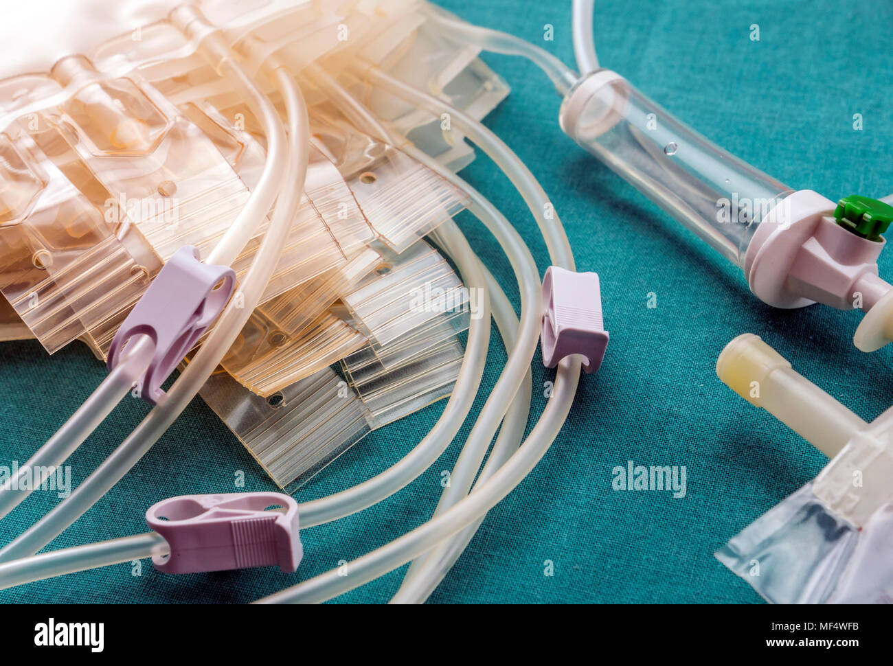 Empty blood bags at a hospital table, conceptual image Stock Photo - Alamy