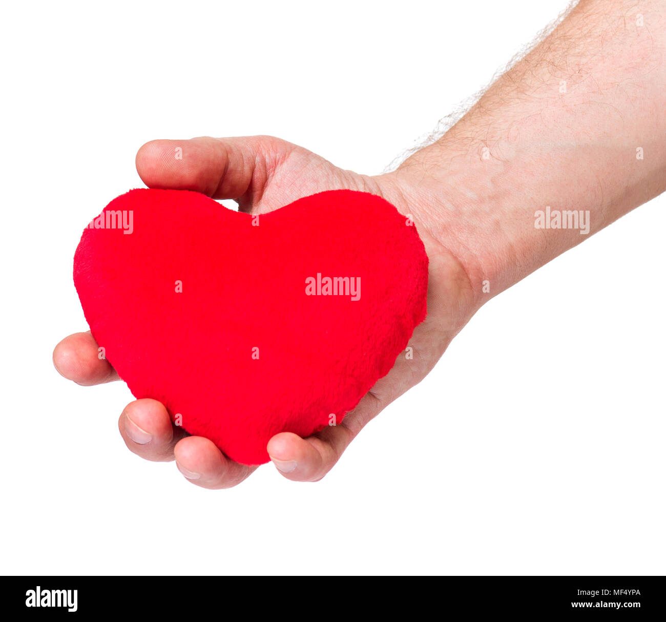 Hand with heart on white Stock Photo - Alamy
