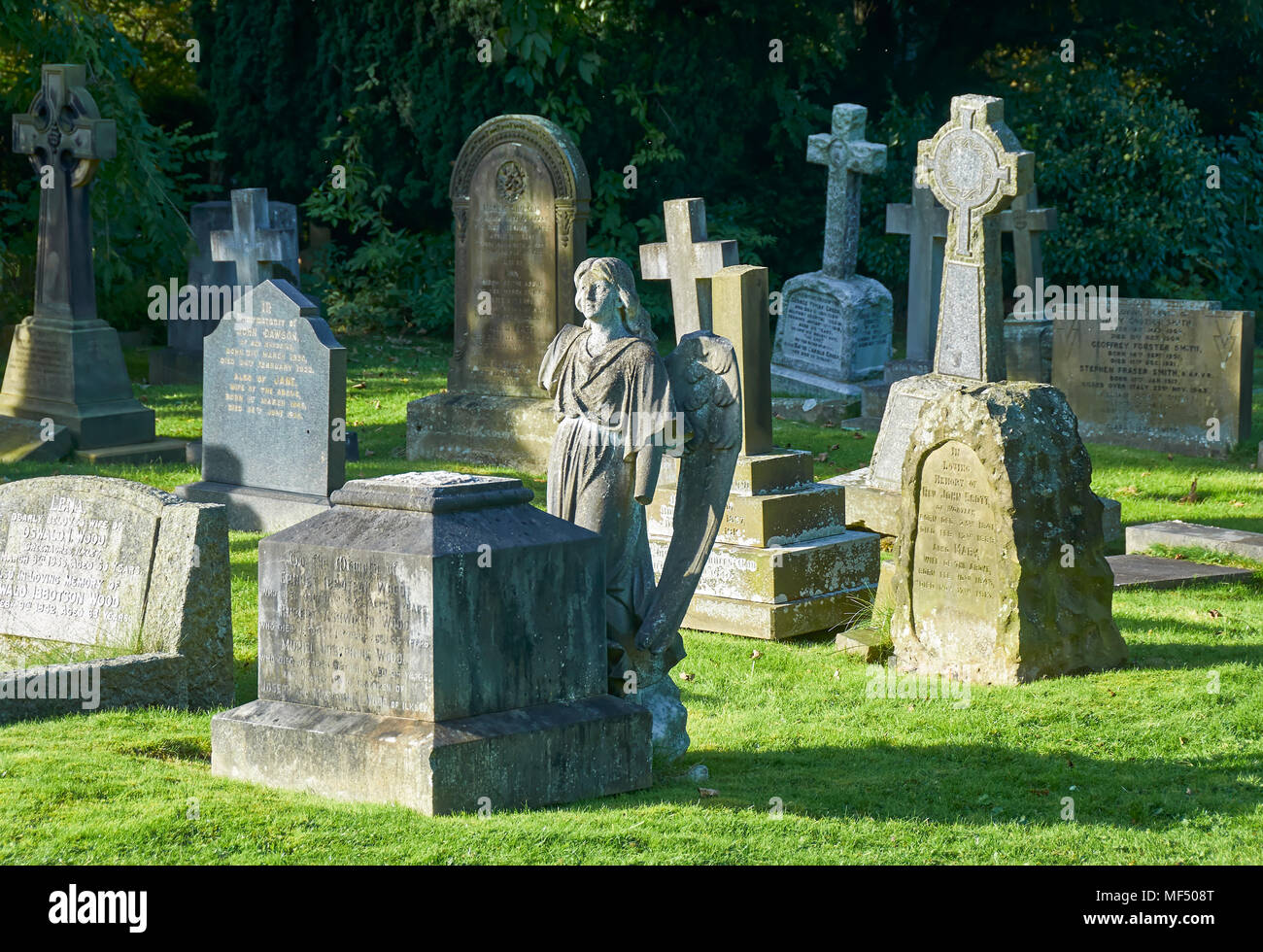 Fallen Angel, an Angel Sculpture on a Headstone in Ilkley Cemetery ...