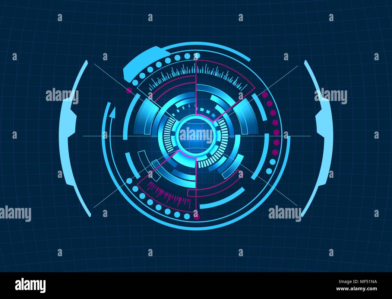 Computer management. Virtual graphic interface, electronic lens, HUD ...