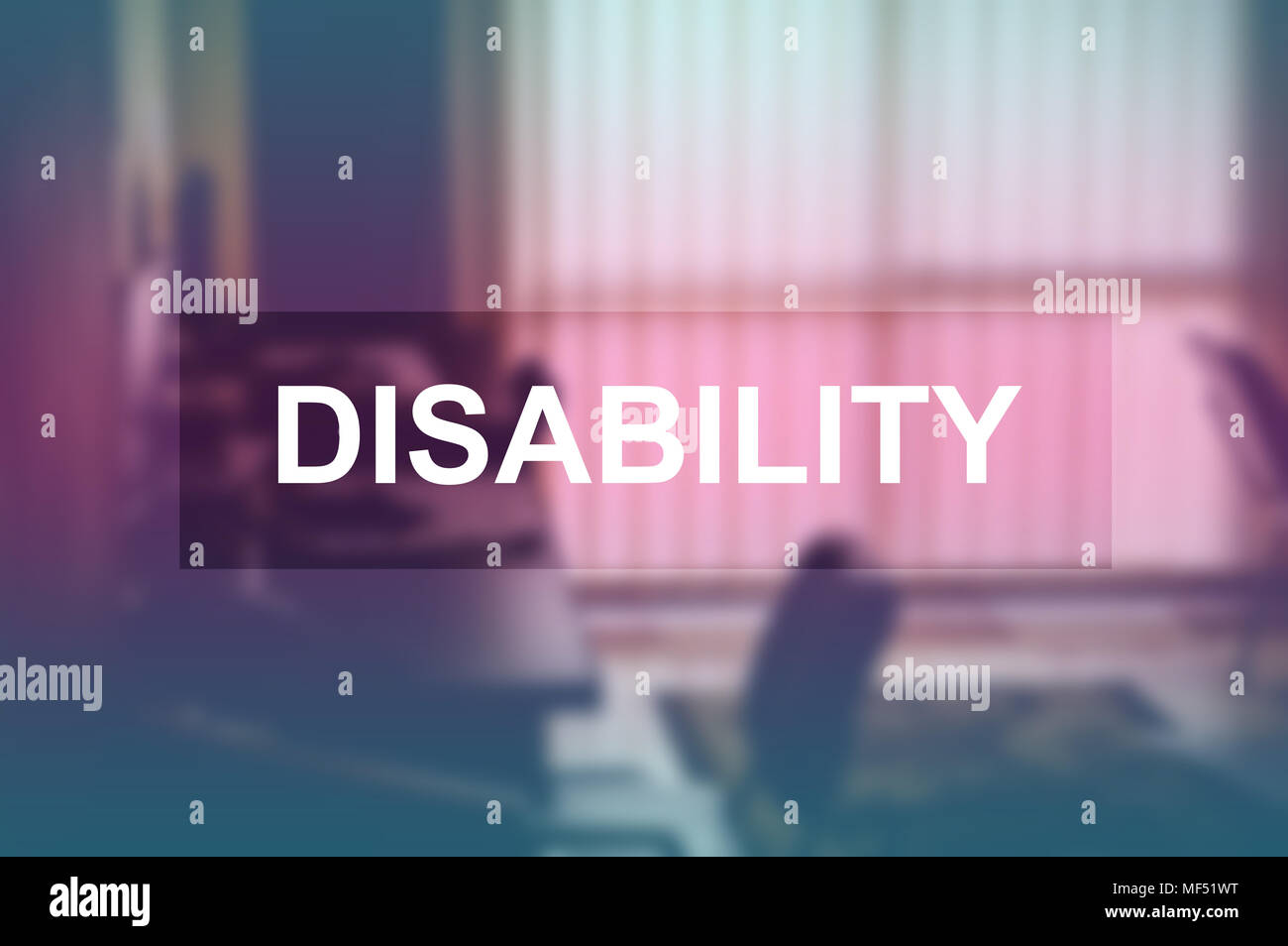 Disability word with blurring business background Stock Photo - Alamy
