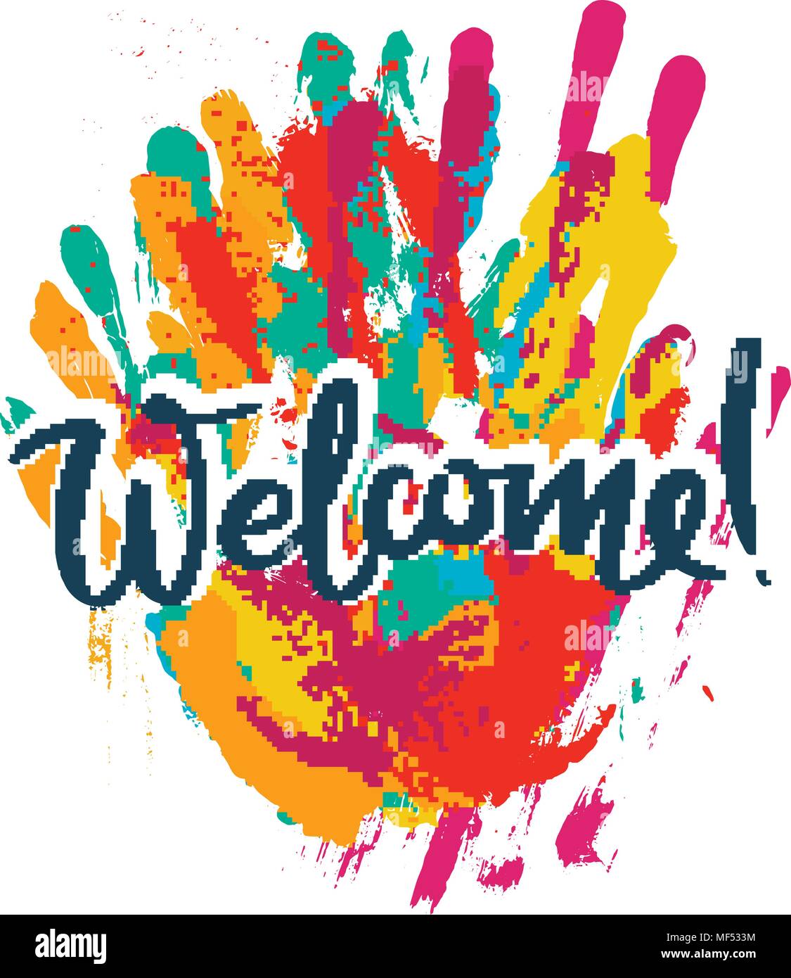 Welcome. Hand drawn motivation quote. Creative vector typography ...
