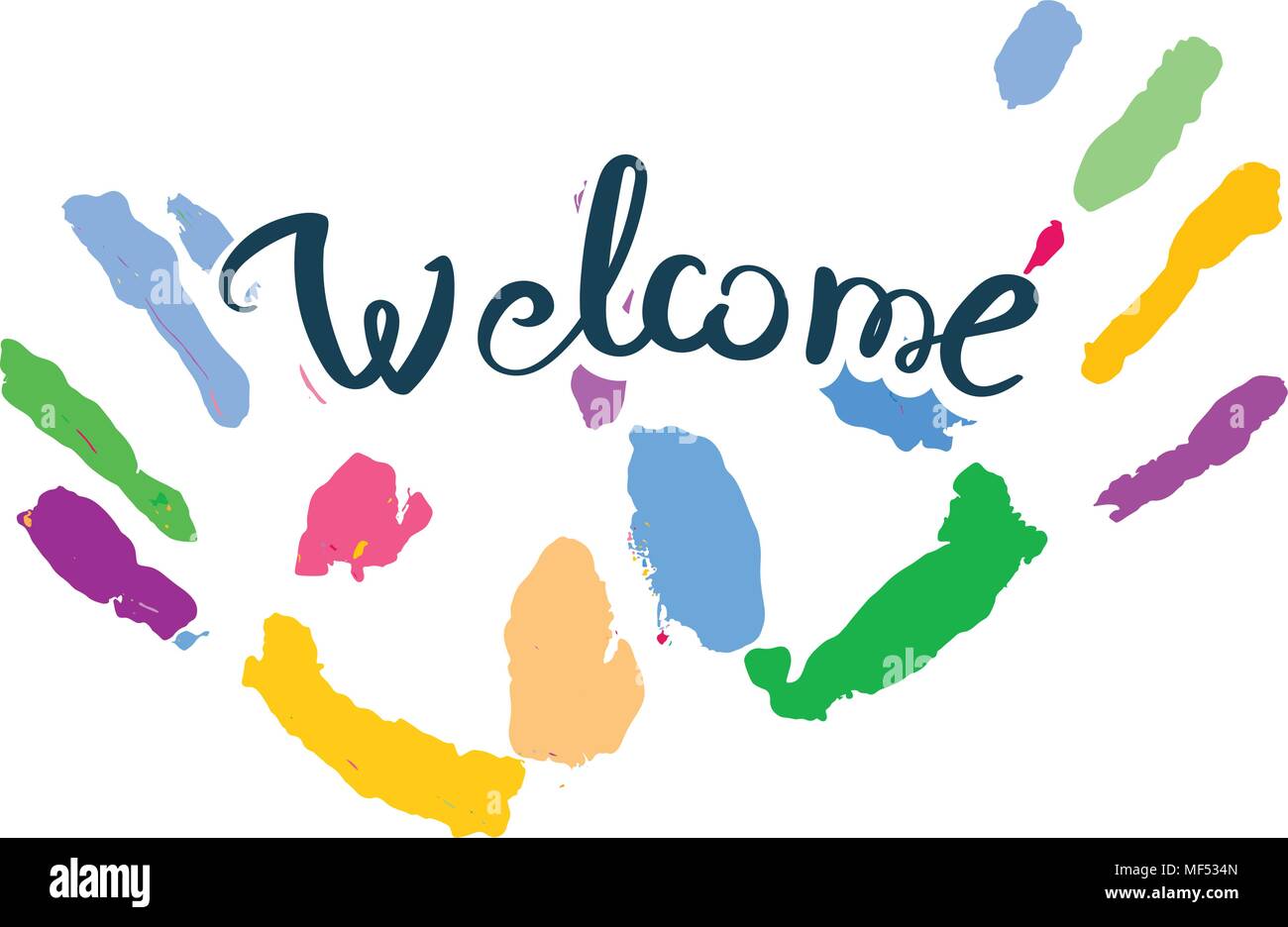 Welcome. Hand drawn motivation quote. Creative vector typography ...