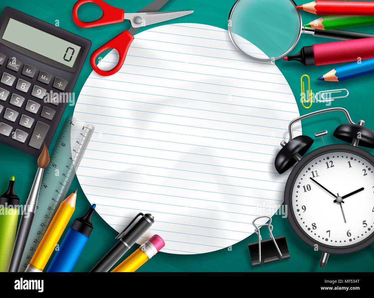 Back to school vector background template with education elements ...