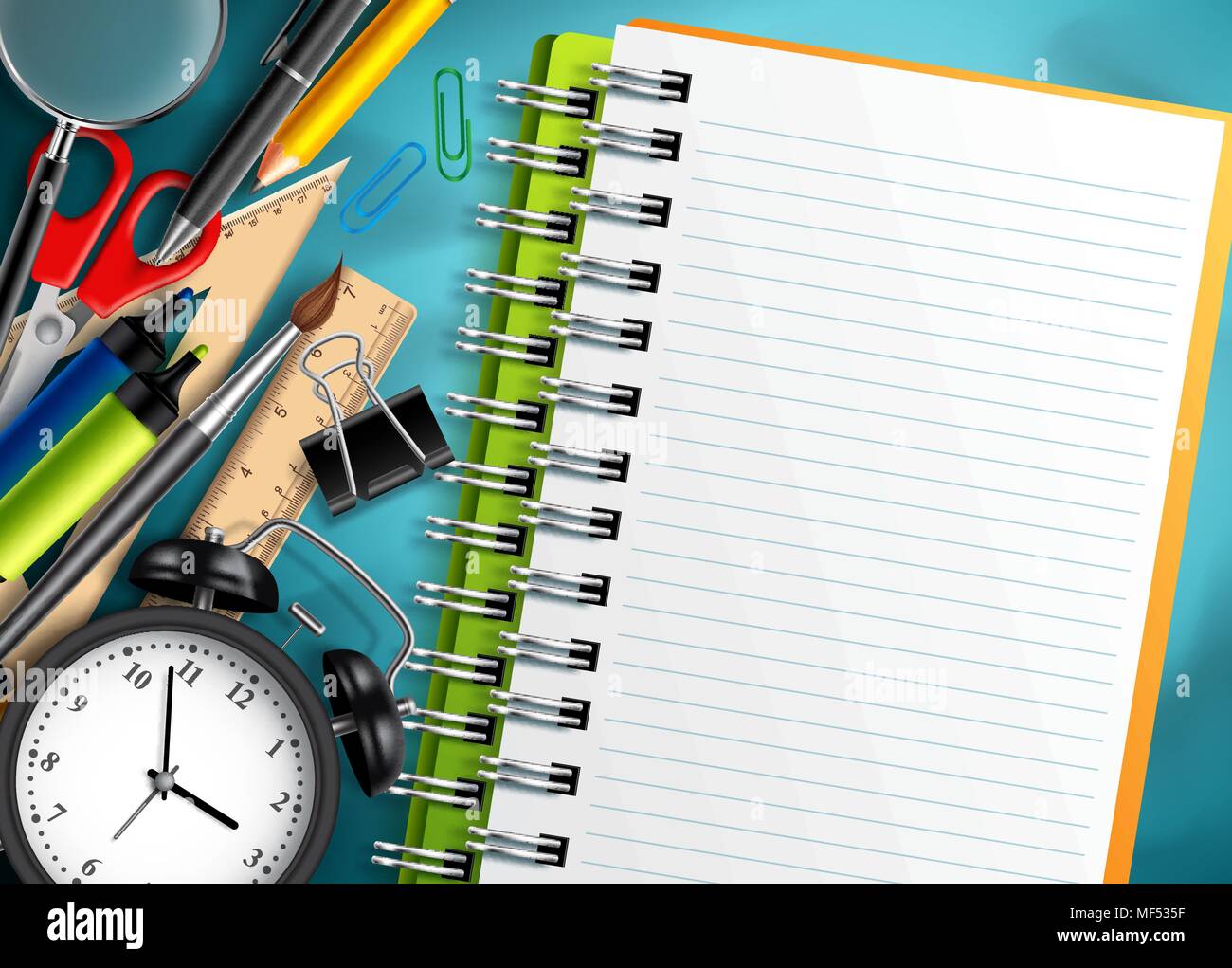 Back to school vector template background with school supplies ...