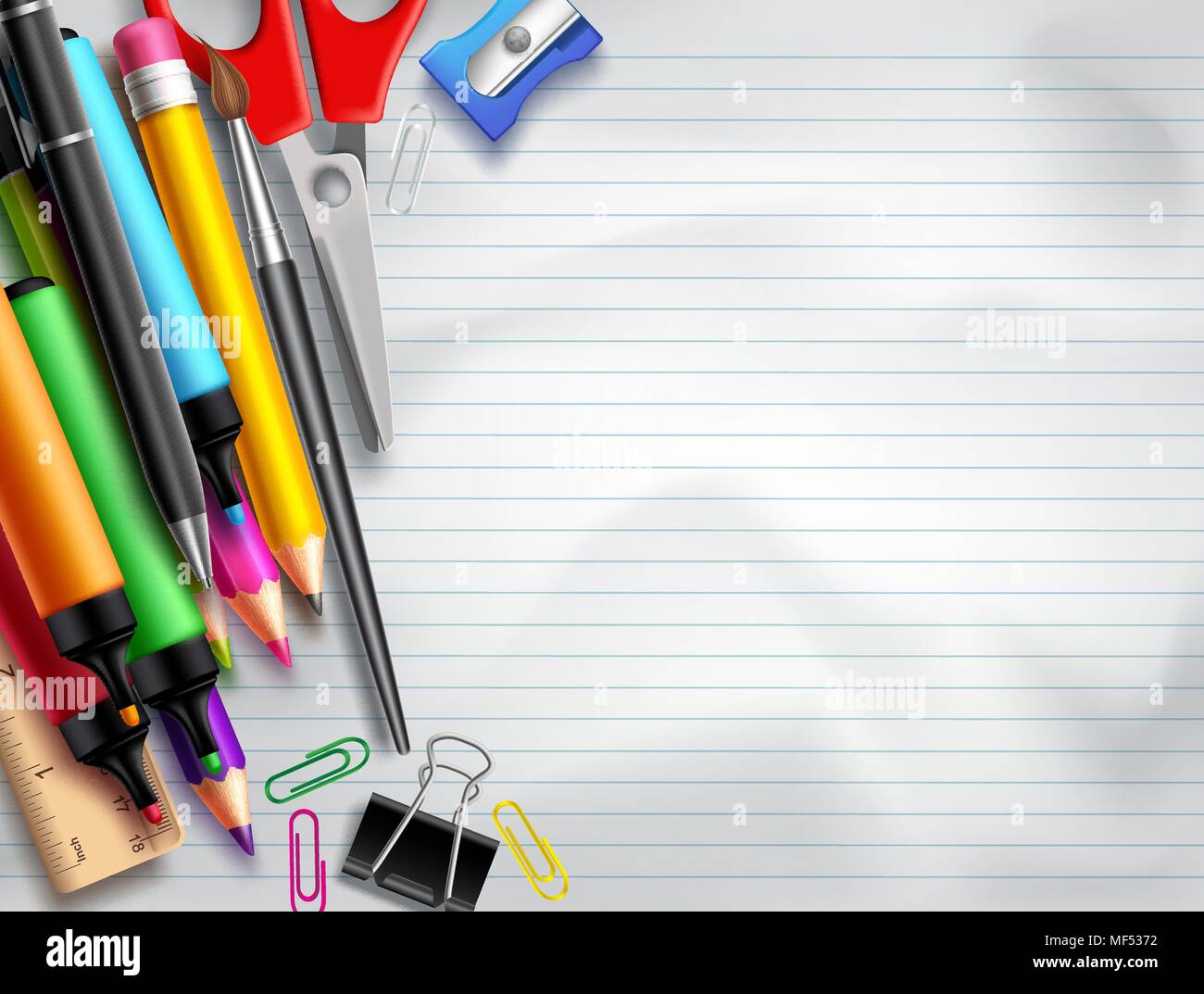 Back to school vector background template with education elements ...