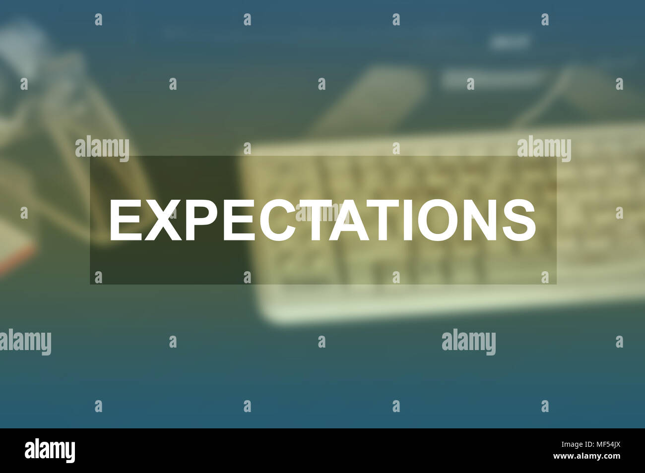 Expectations word with blurring business background Stock Photo - Alamy