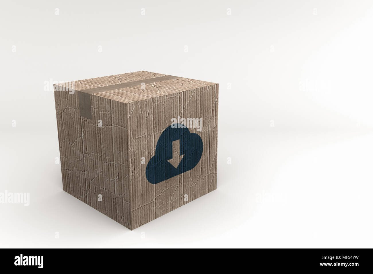 3d illustration of a cardboard box with cloud sign isolated on white ...