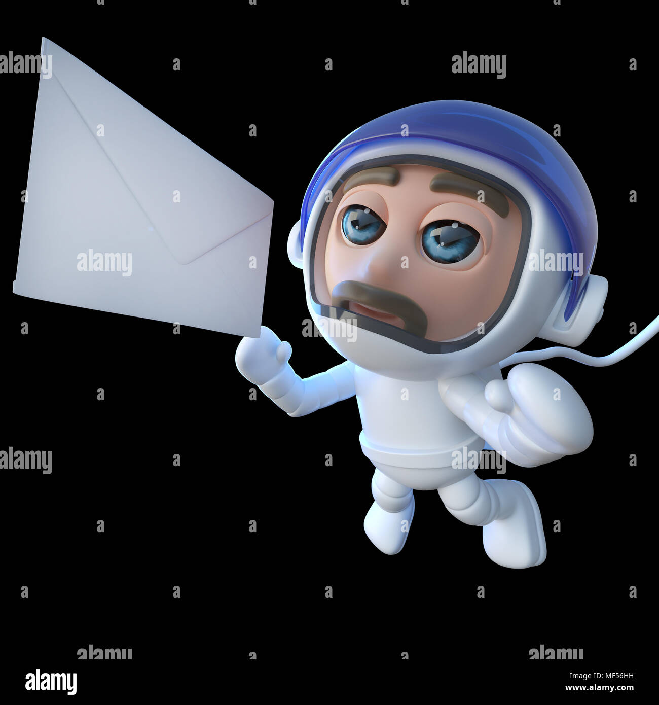 3d render of a funny cartoon spaceman astronaut character chasing a ...
