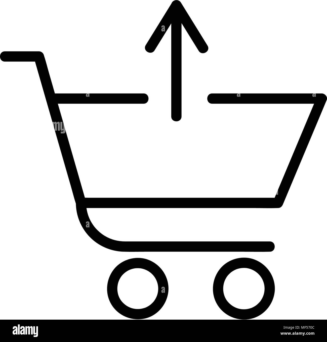 Shopping cart with up arrow sign, isolated on white background Stock ...