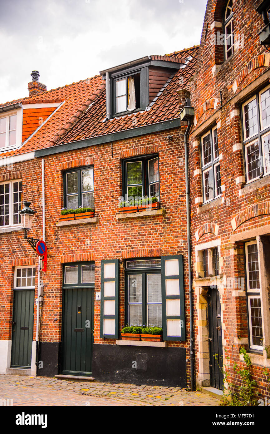 Medieval houses in Historic Centre of Bruges, Belgium. part of the ...