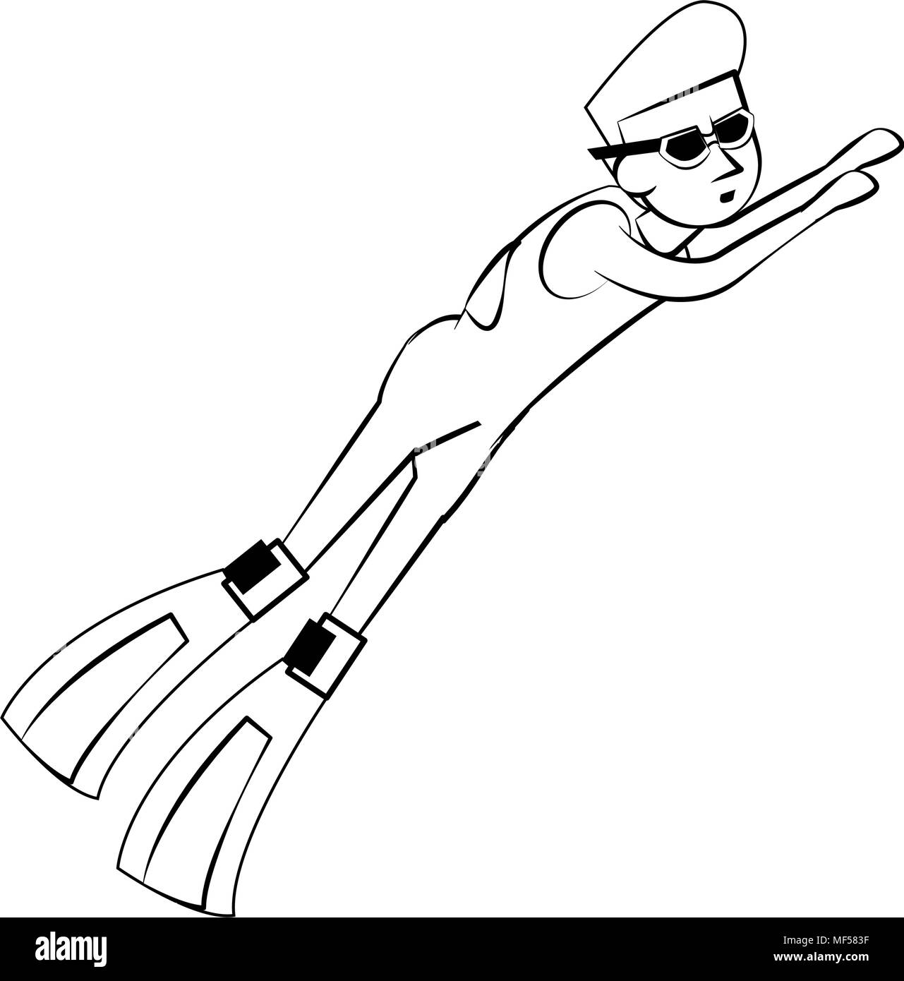 Freediving Water sport on black white colors Stock Vector Image & Art ...