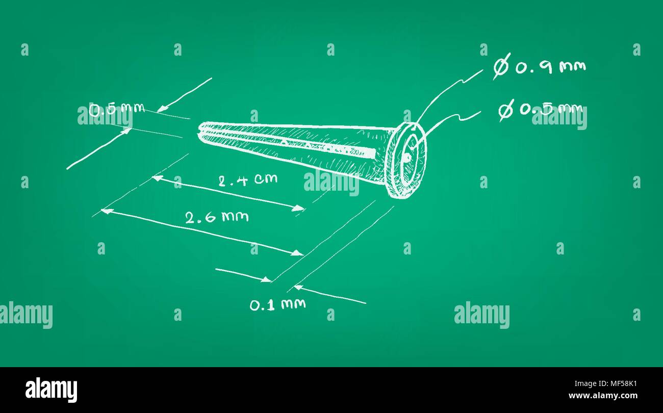 Manufacturing and Industry, Illustration Hand Drawn Sketch Dimension of ...